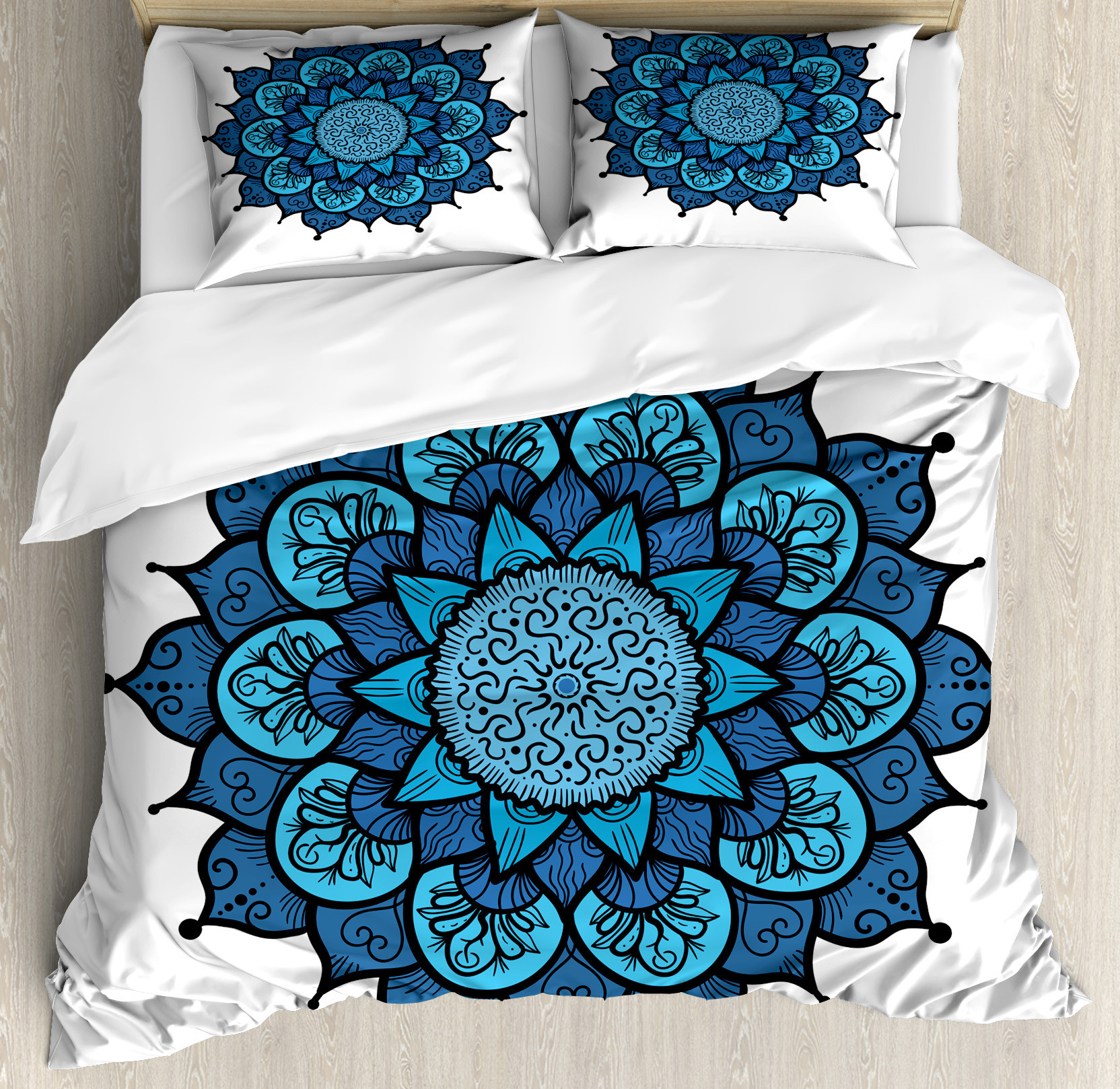 Lotus Duvet Cover Set, Style Traditional Magic Vintage Leaves Symbolic ...