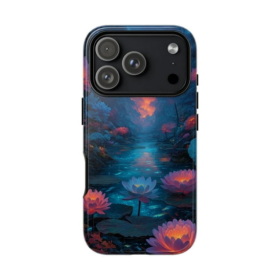 Lotus Fantasy Lagoon Glowing Night Dreamy Scene Phone Case 17 16 15 14 ...