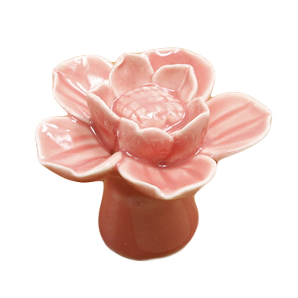 Lotus Flower Ceramic Door Knob, Drawer Cupboard Wardrobe Furniture Pull ...