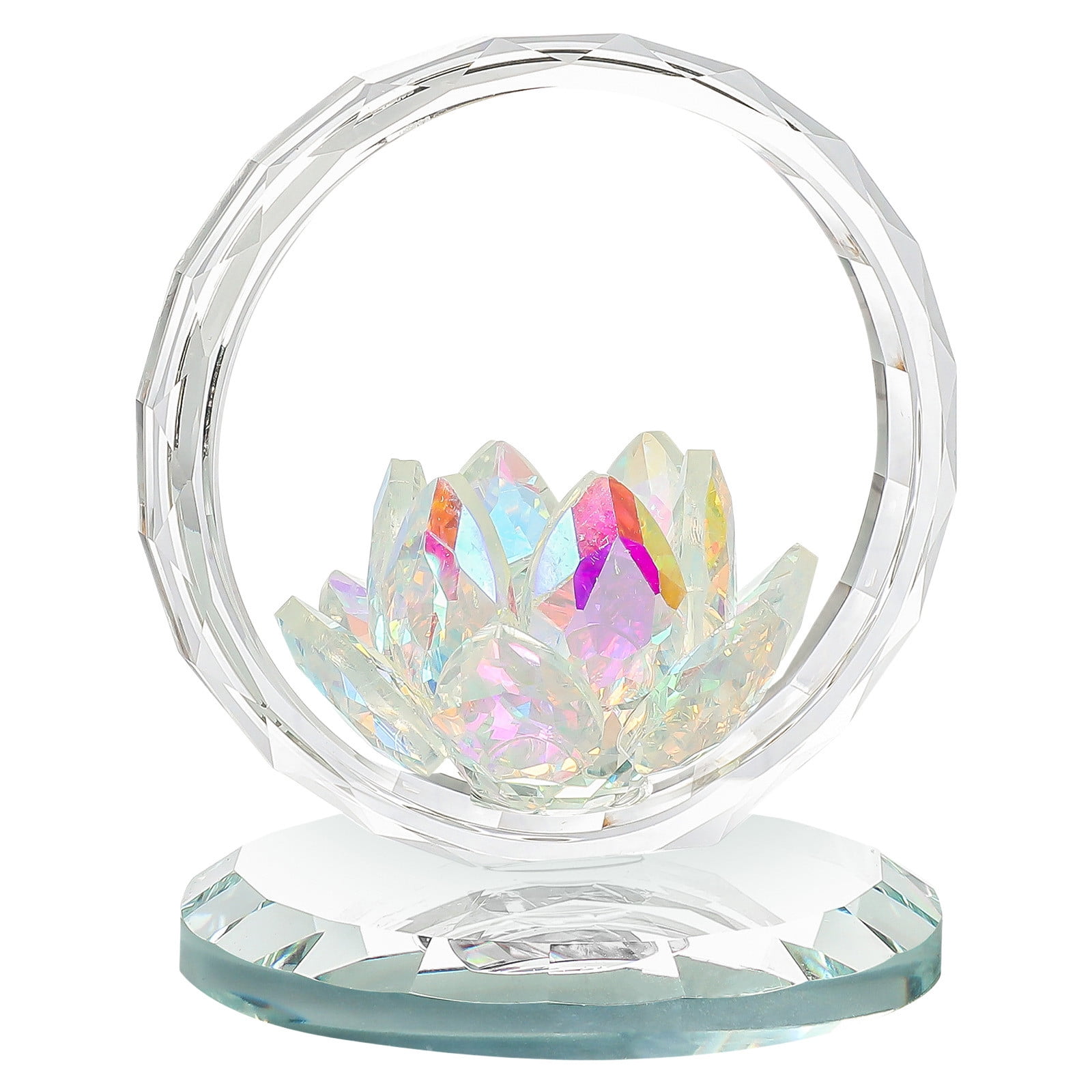 Lotus Flower Crystal Glass Ornament, Car Interior and Home Decoration ...