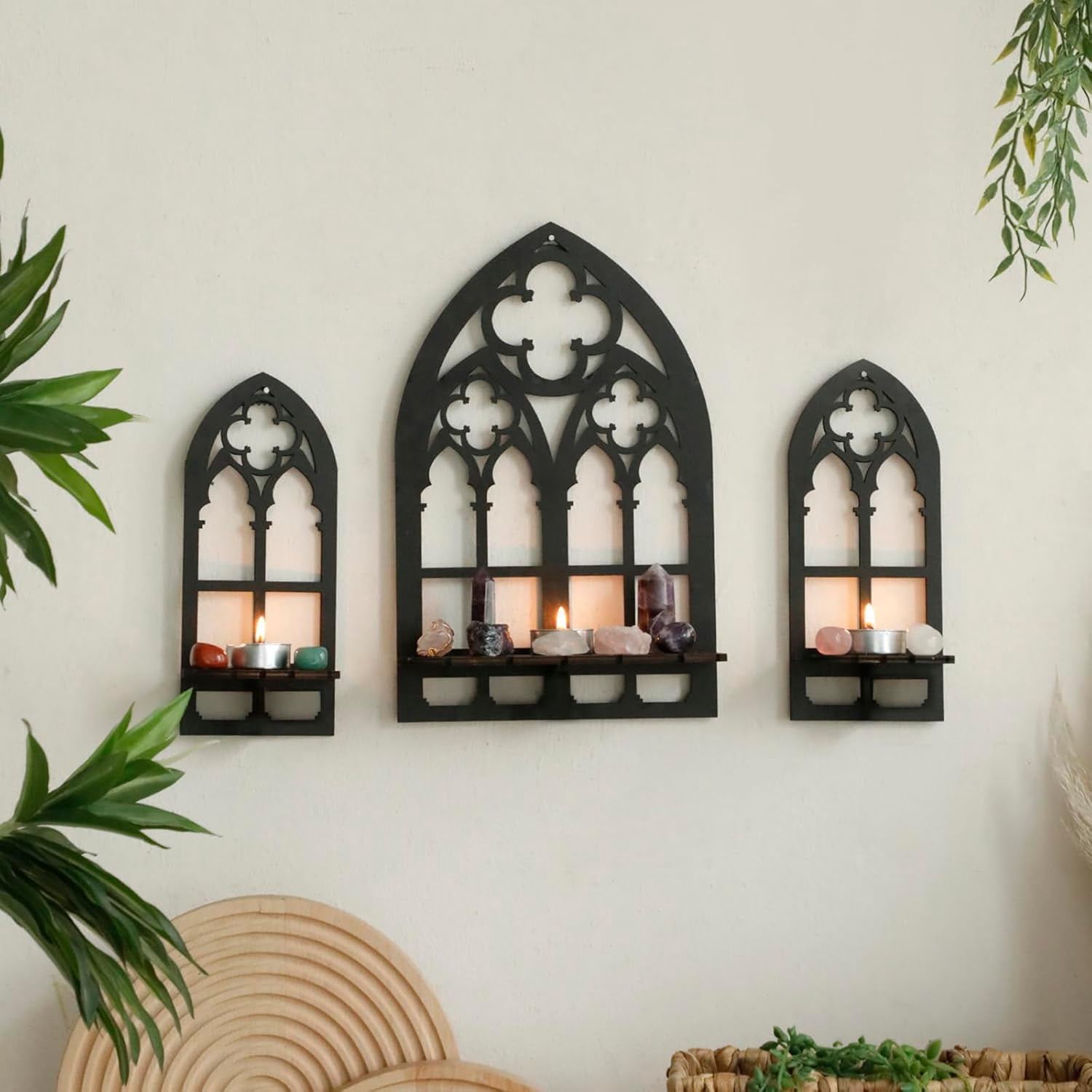 Lotus Flower Crystal Shelf -3 Pack Floating Shelves for Wall Bedroom ...