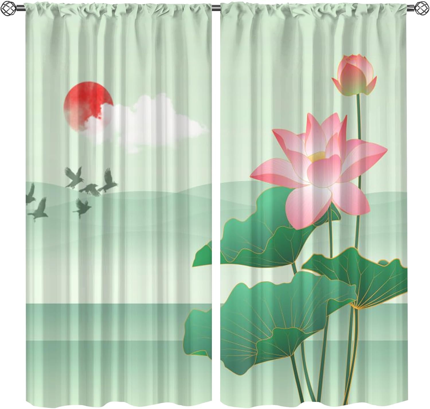 Lotus Flower Curtains & Drapes 52x84in - Clouds Sun Wild Goose Thermal ...