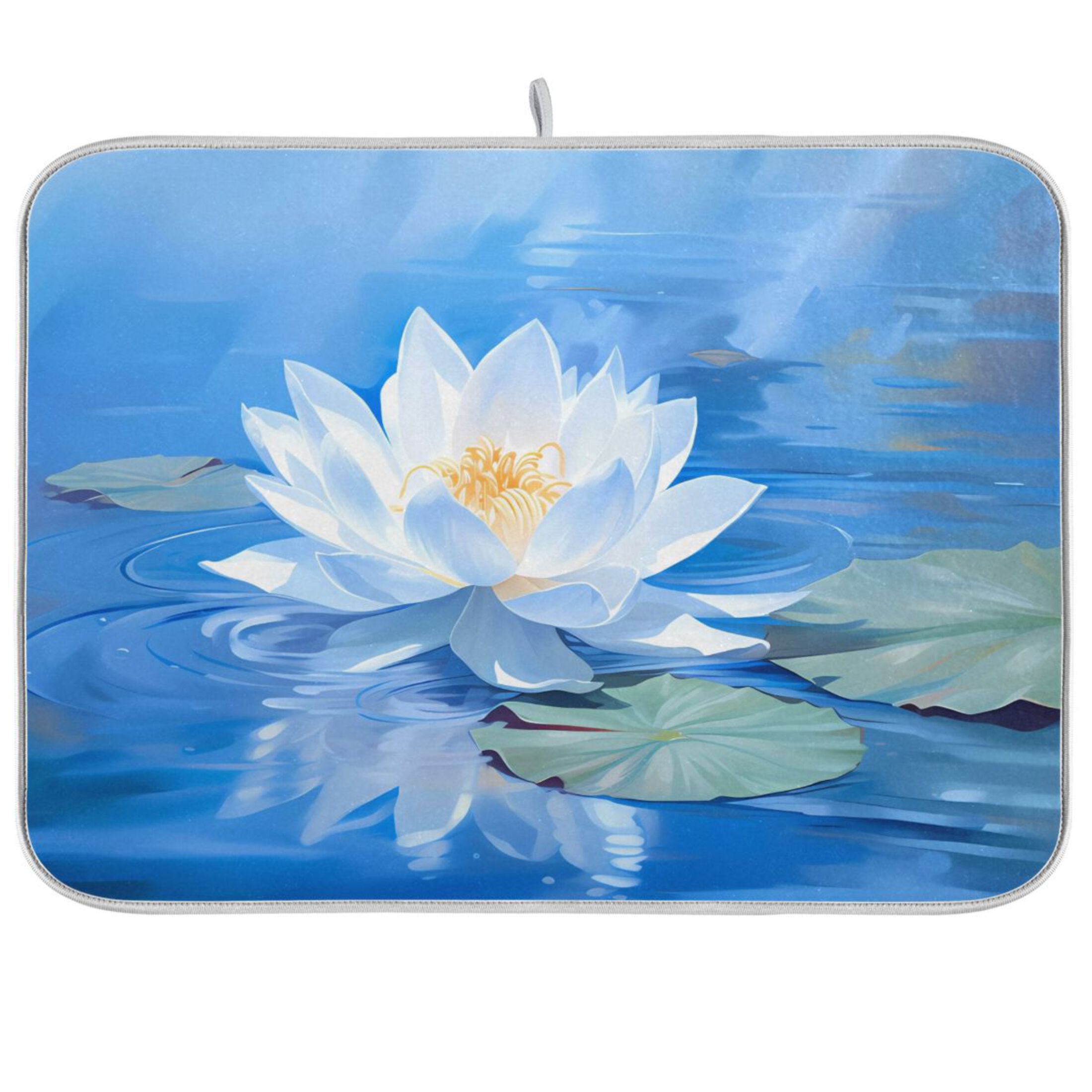 Lotus Flower Dish Drying Mat Microfiber Kitchen Pad Large Counter ...