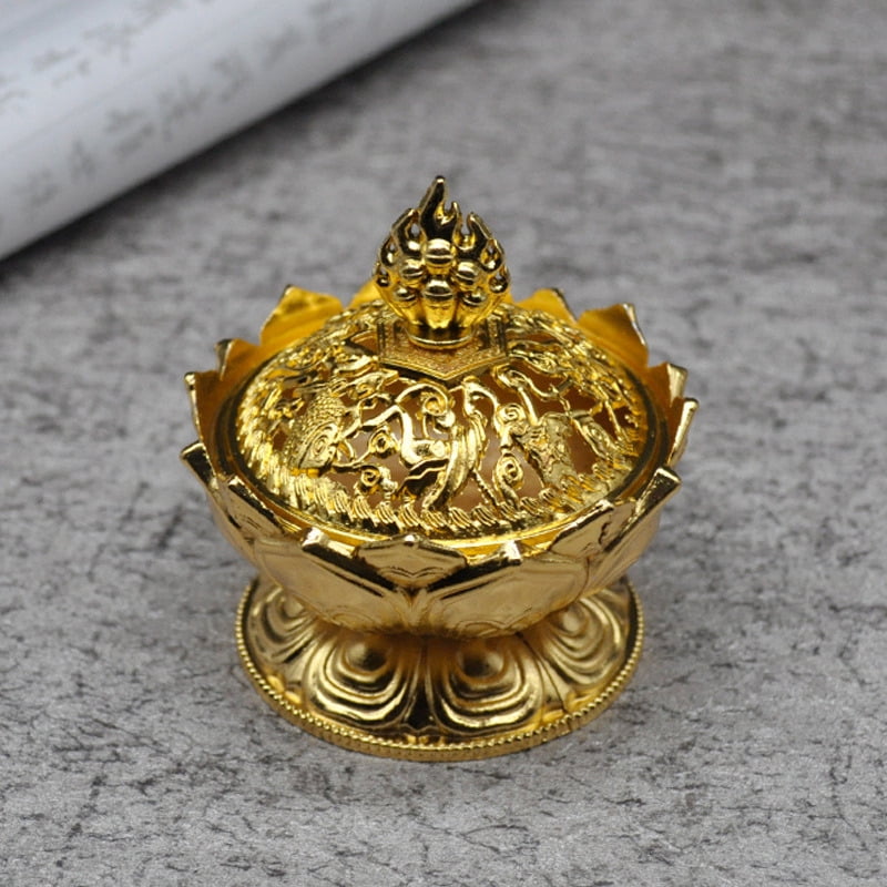 Lotus Flower Incense Burner Buddhism Buddha Holder Brass Mini ...
