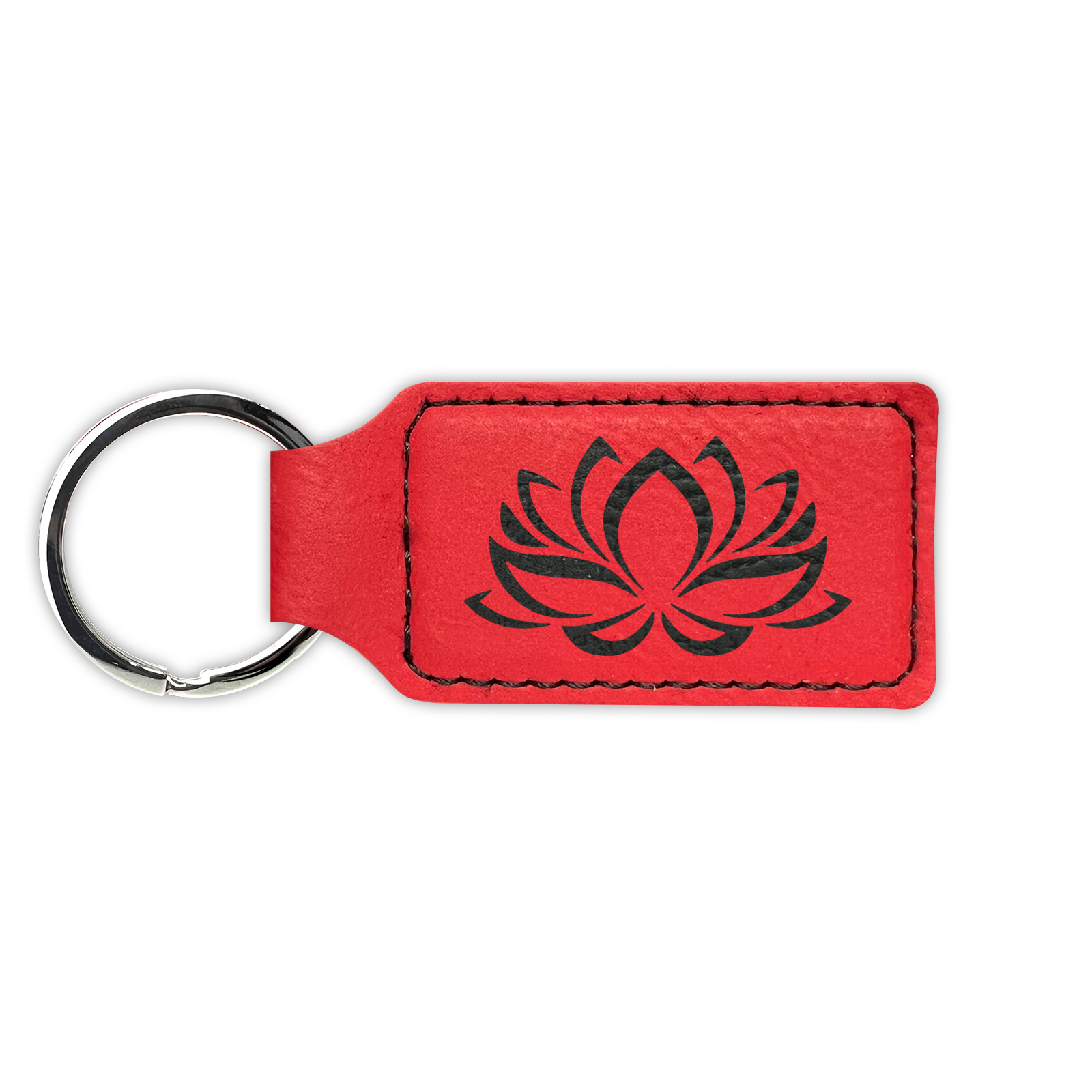 Lotus Flower Keychain Leatherette Rectangle - Laser Engraved - Many ...