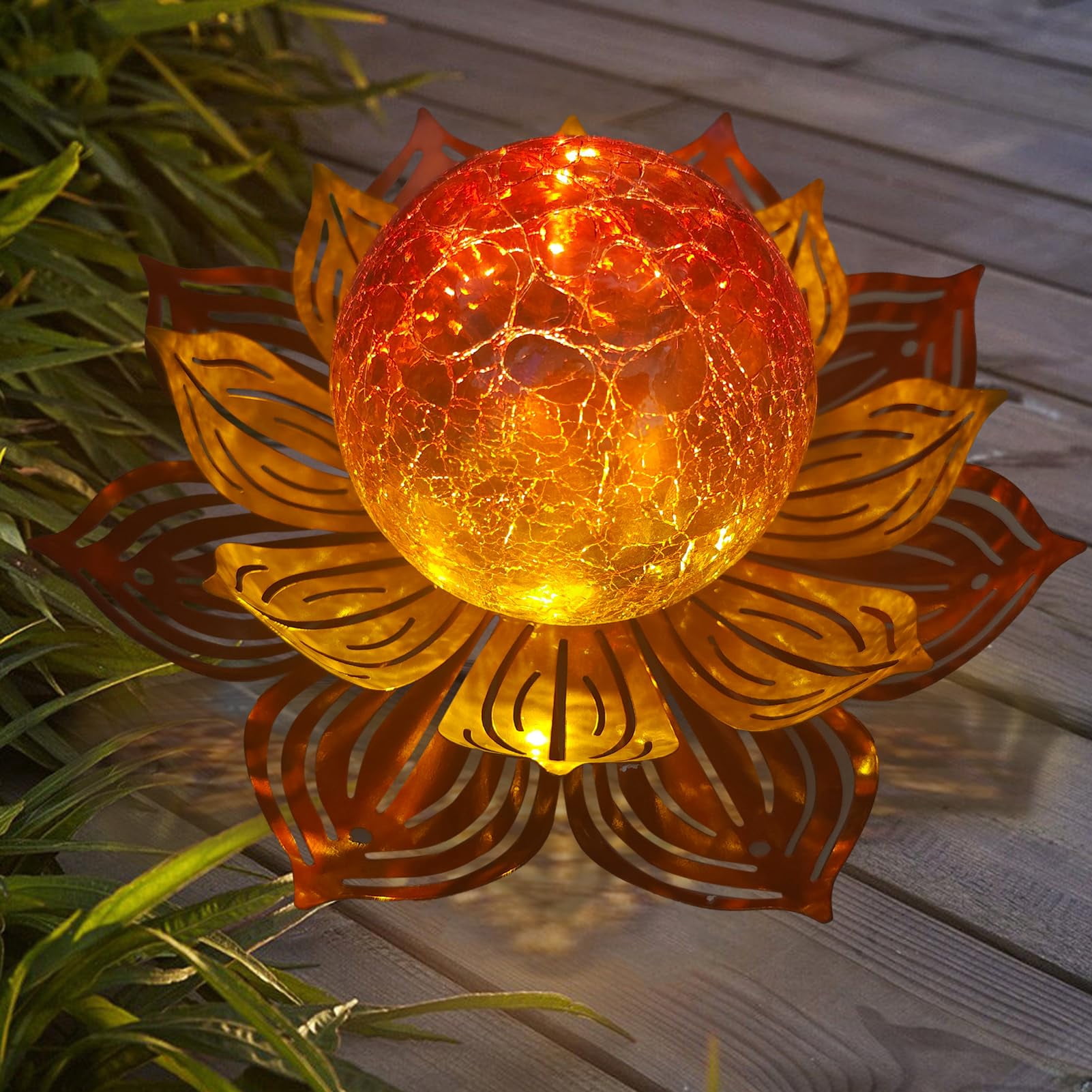 Lotus Flower Lamp Solar IFF17 Garden Lights Yard Art Gardening Gifts ...