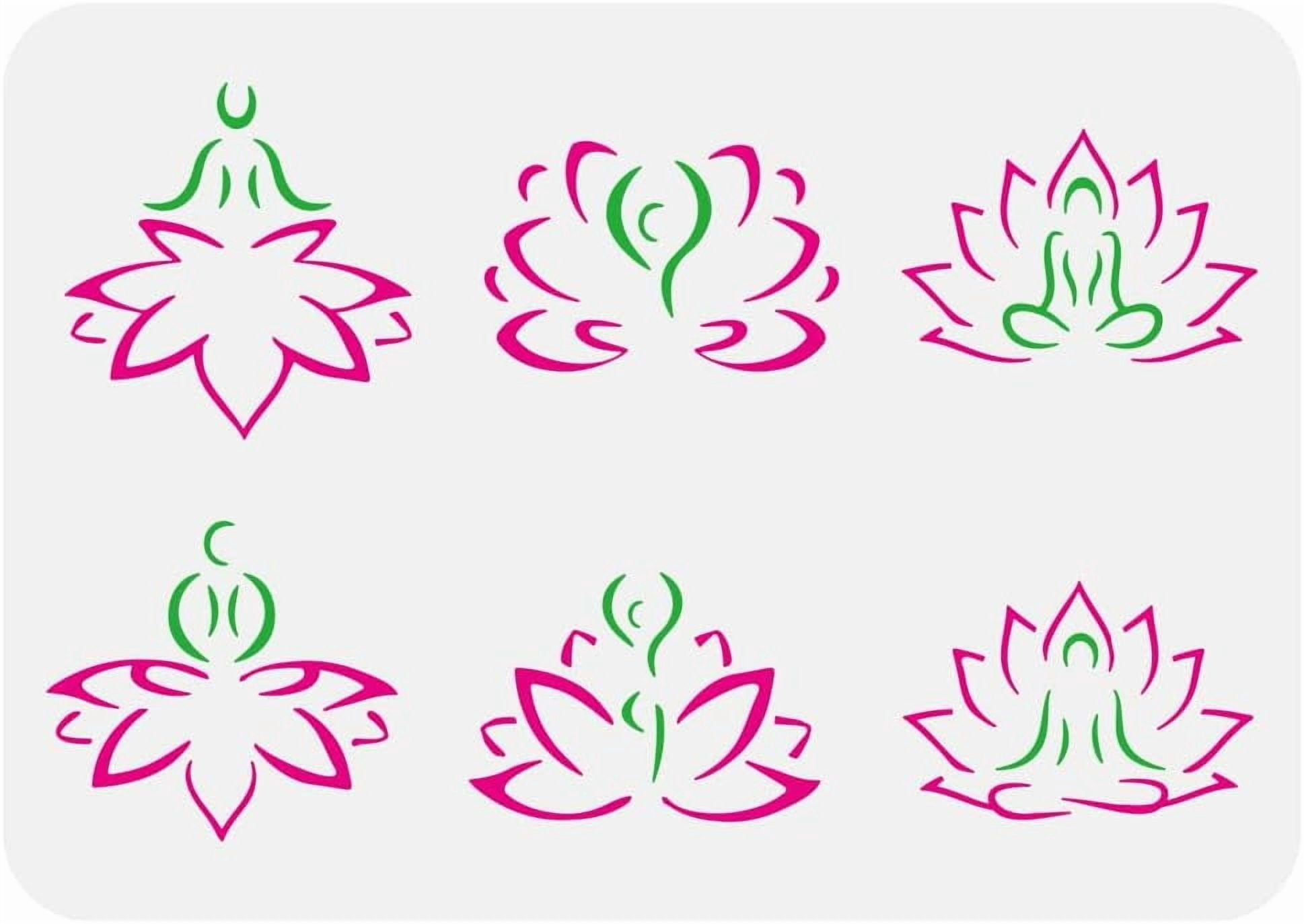 Lotus Flower Large Stencil 8.3x11.7" Pose Simple Lines Stencils Namaste ...