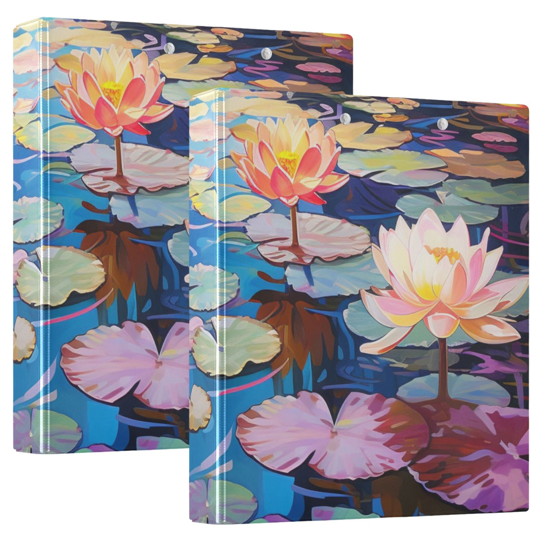 Lotus Flower Leaf 3 Ring Hardcover Binders 1.5" Round Rings for Letter ...