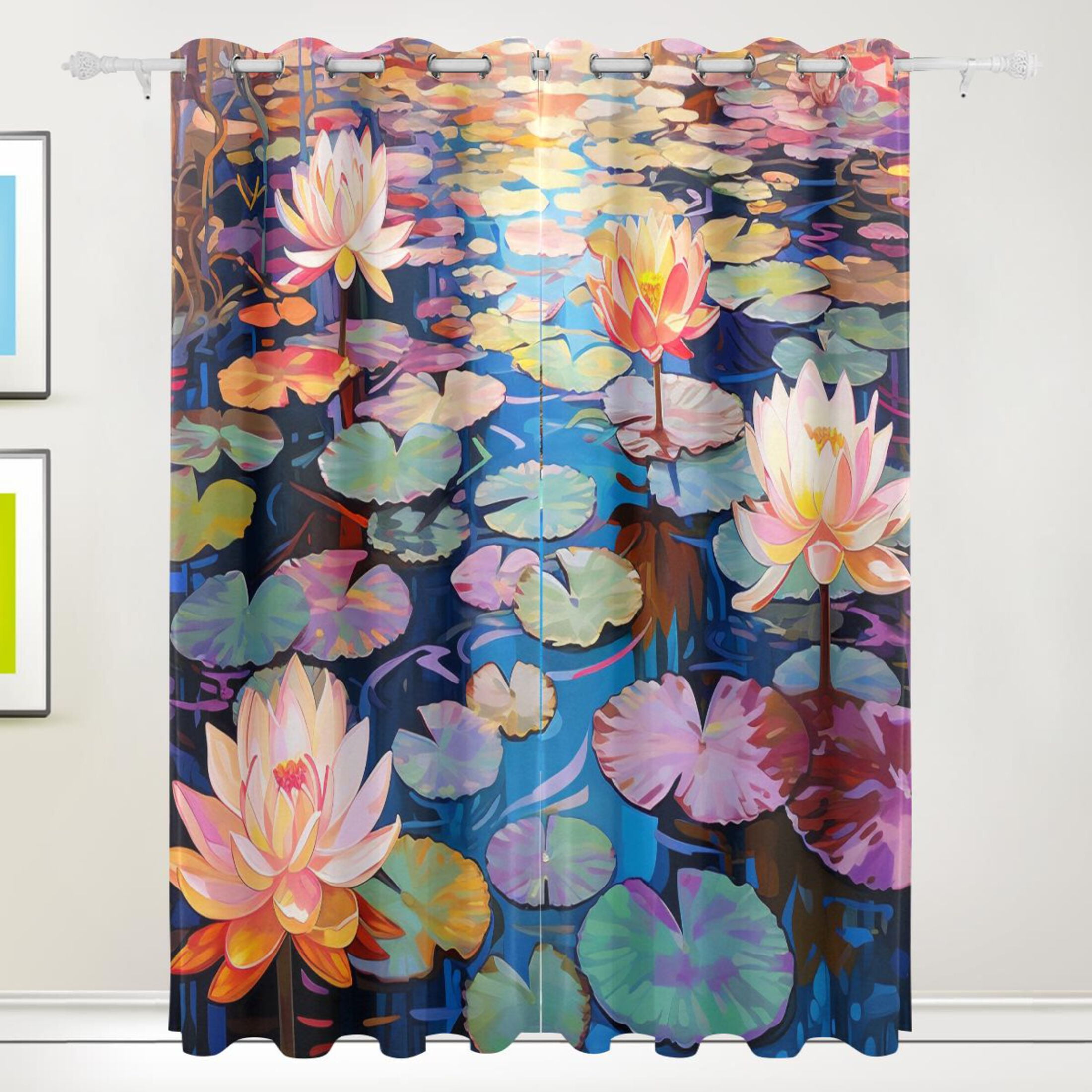 Lotus Flower Leaf Blackout Curtains 2 Panels Set Grommet Drapes for ...