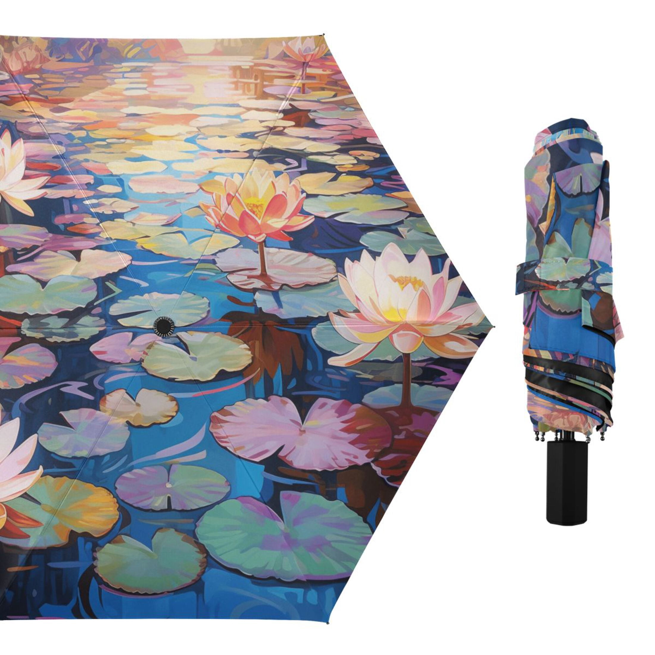 Lotus Flower Leaf Compact Sun Umbrella Windproof Travel Umbrellas for ...