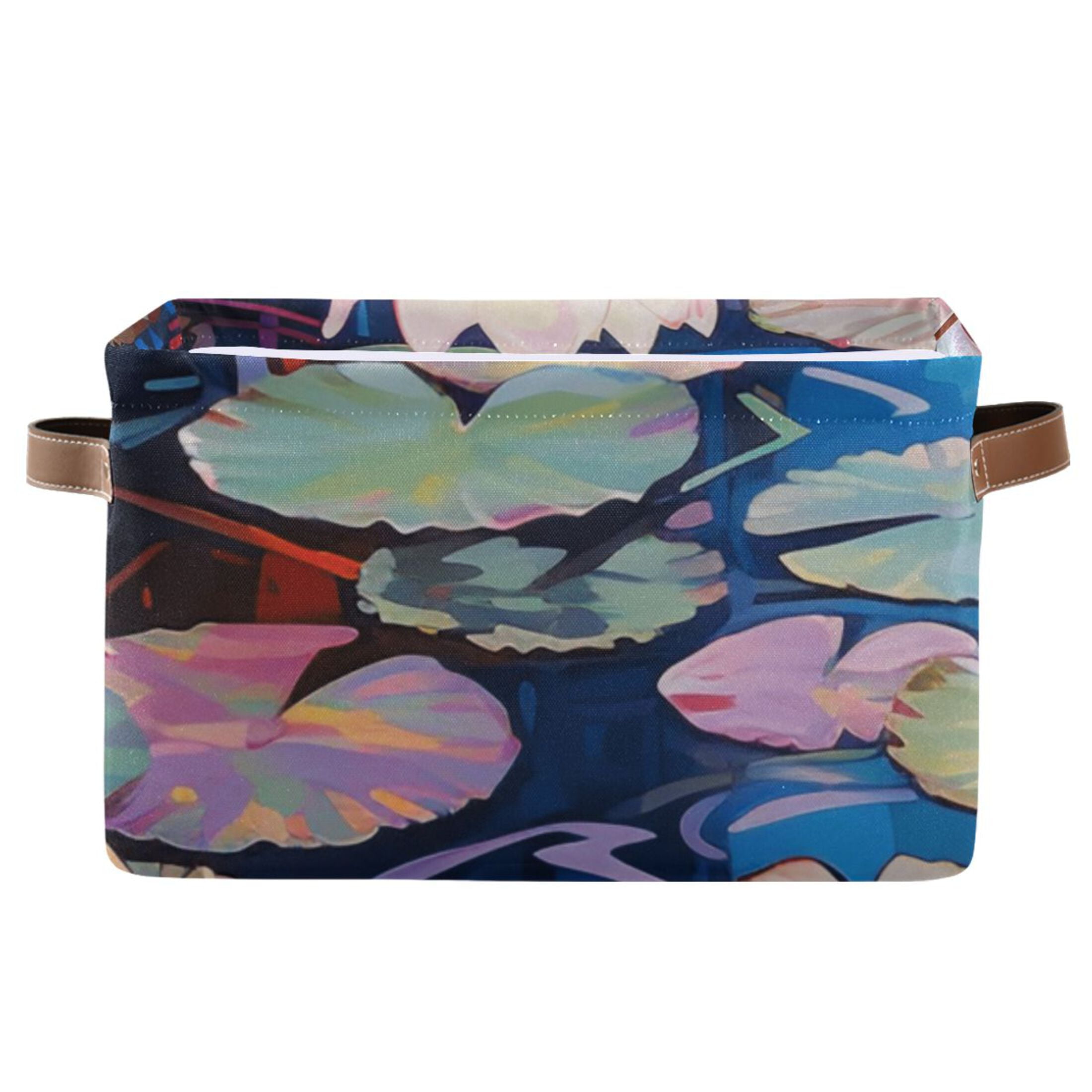 Lotus Flower Leaf Storage Bins with Handle Fabric Organizer Basket ...