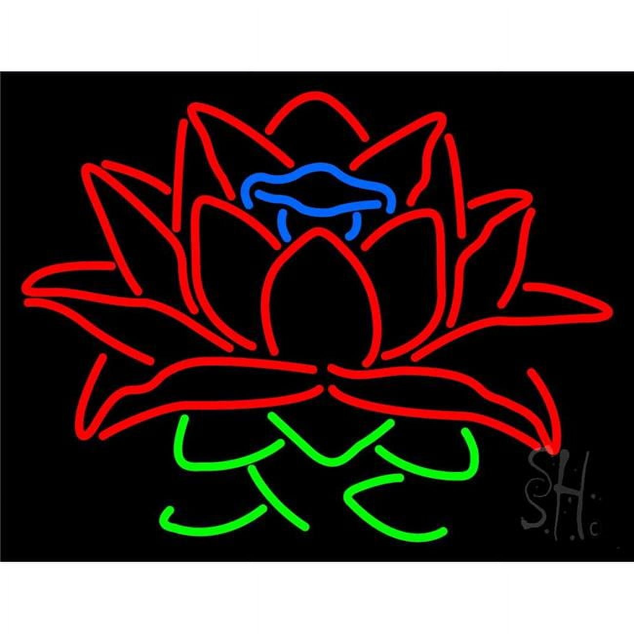Lotus Flower Logo Clear Backing Neon Sign - Red, Blue & Green - 24 in ...