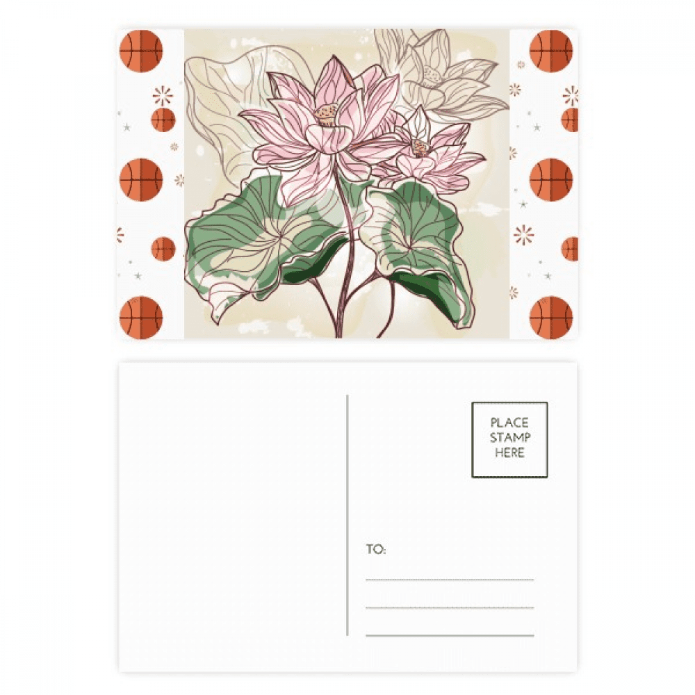 Lotus Flower Lotus Root Watercolor Basketball Postcard Set Thanks Card ...