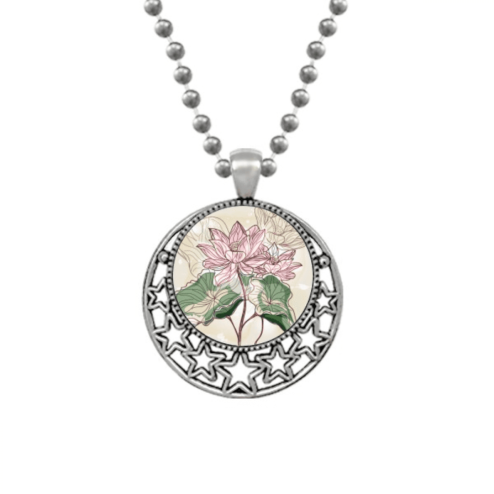Lotus Flower Lotus Root Watercolor Necklaces Pendant Retro Moon Stars ...