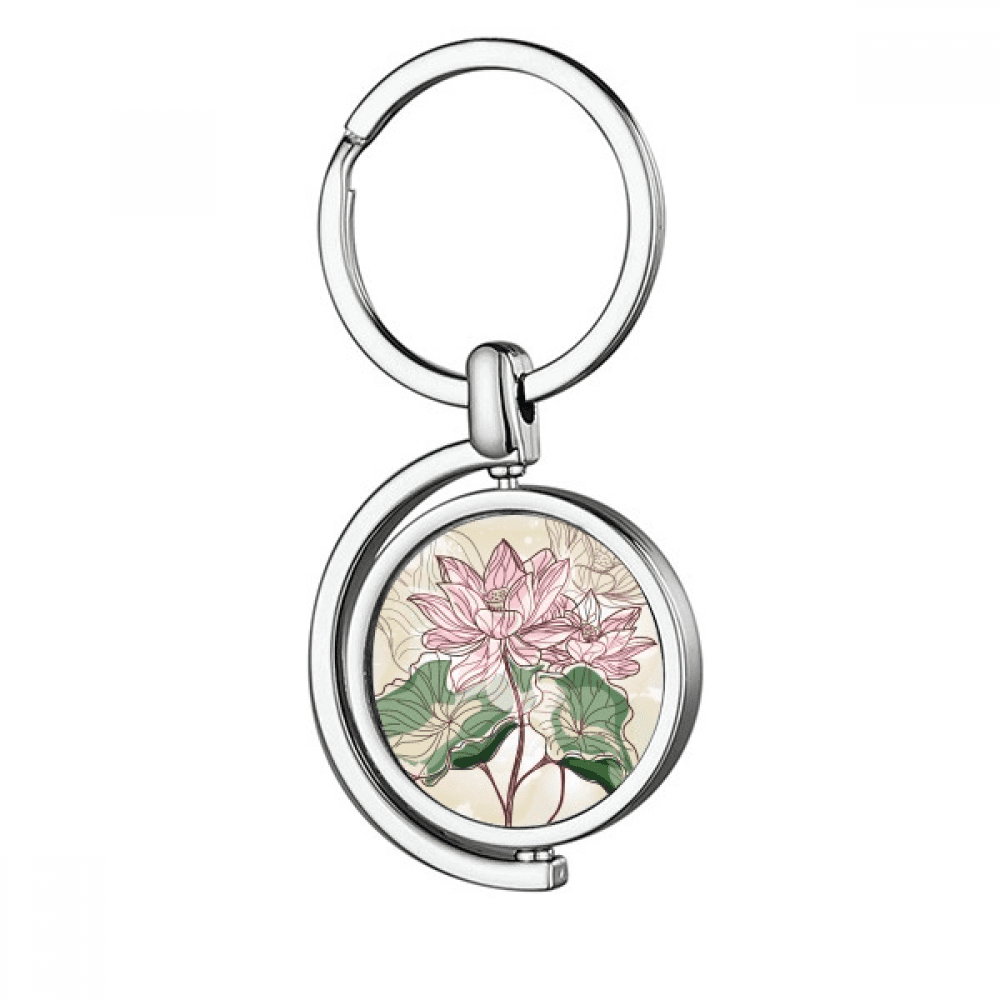 Lotus Flower Lotus Root Watercolor Rotating Keychain Metal Keyring ...