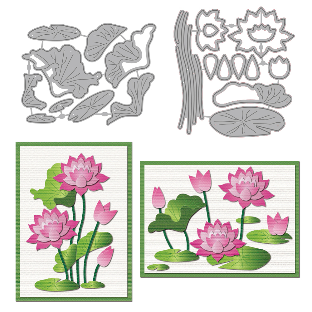 Lotus Flower Metal Cutting Dies Pond Lotus Leaves Metal Die Cuts ...