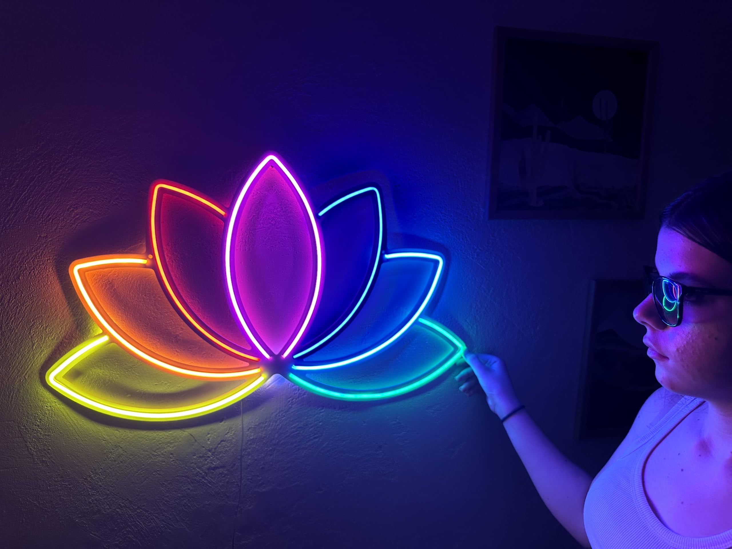 Lotus Flower Metal Neon Sign, Neon Wall Decor, Home Office Decor, Yoga ...