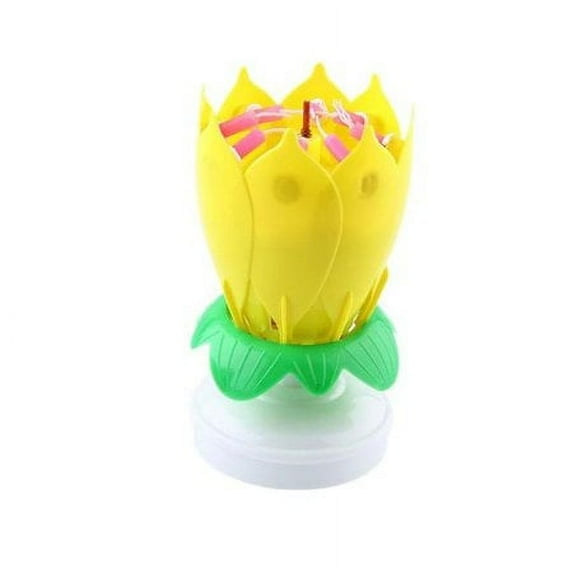 Lotus Flower Musical Birthday Candle Rotating Spin Magic Cake Topper ...