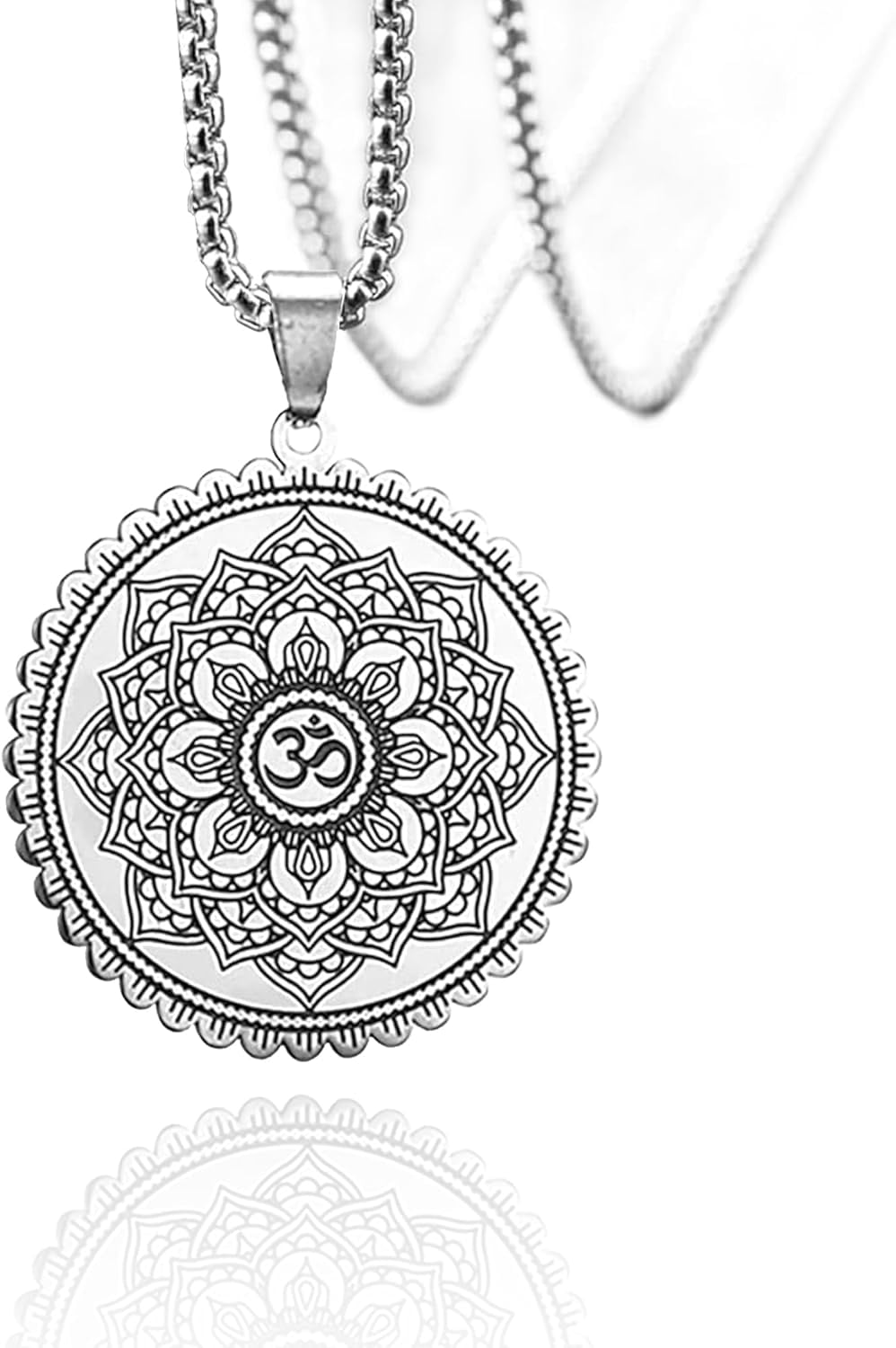 Lotus Flower Necklace For Men Women Om Ohm Symbol Yoga Buddhist Pendant Stainless Steel Vintage ...