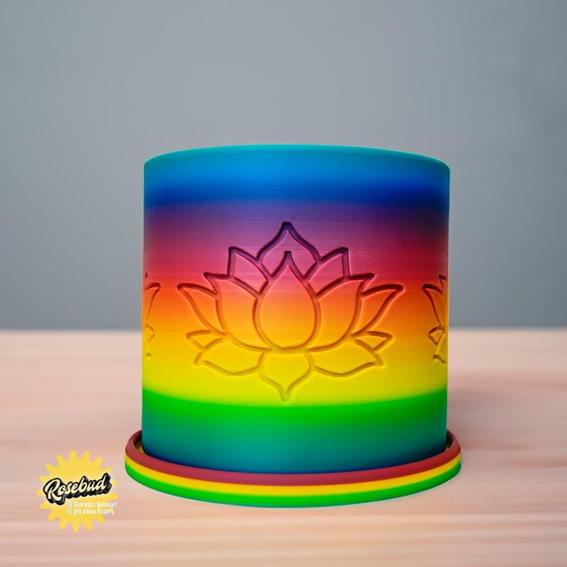 Lotus Flower Pot with Drainage and Drip Tray, Multiple Sizes and Colors ...