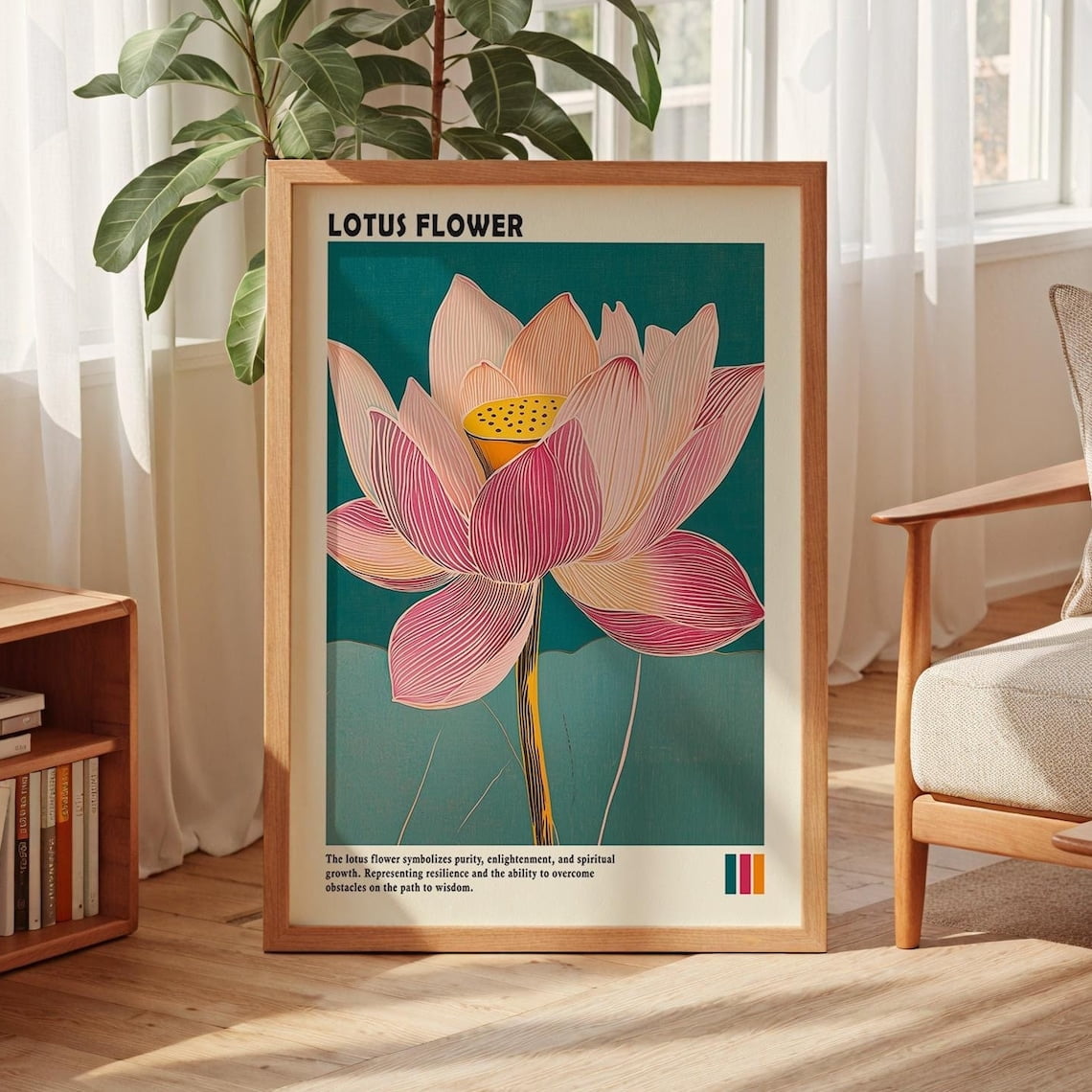 Lotus Flower Print, Indian Wall Art, Lotus Art Print, Vintage Indian ...