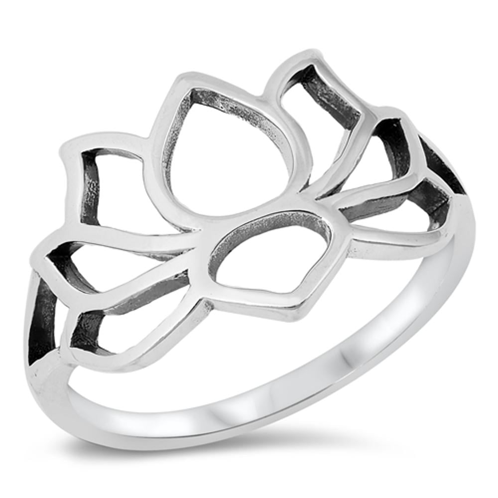 Lotus Flower Purity Rebirth Promise Ring .925 Sterling Silver Band ...