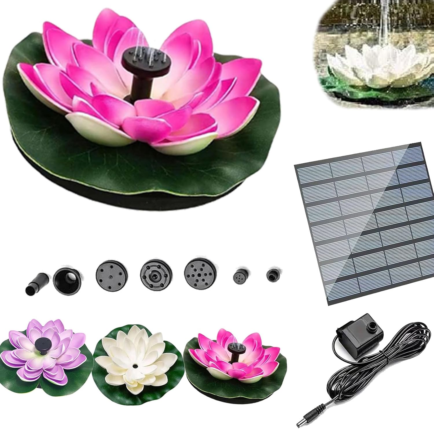 Lotus Flower Shaped Solar Fountain Pump, Solar Water Fountain Outdoor ...