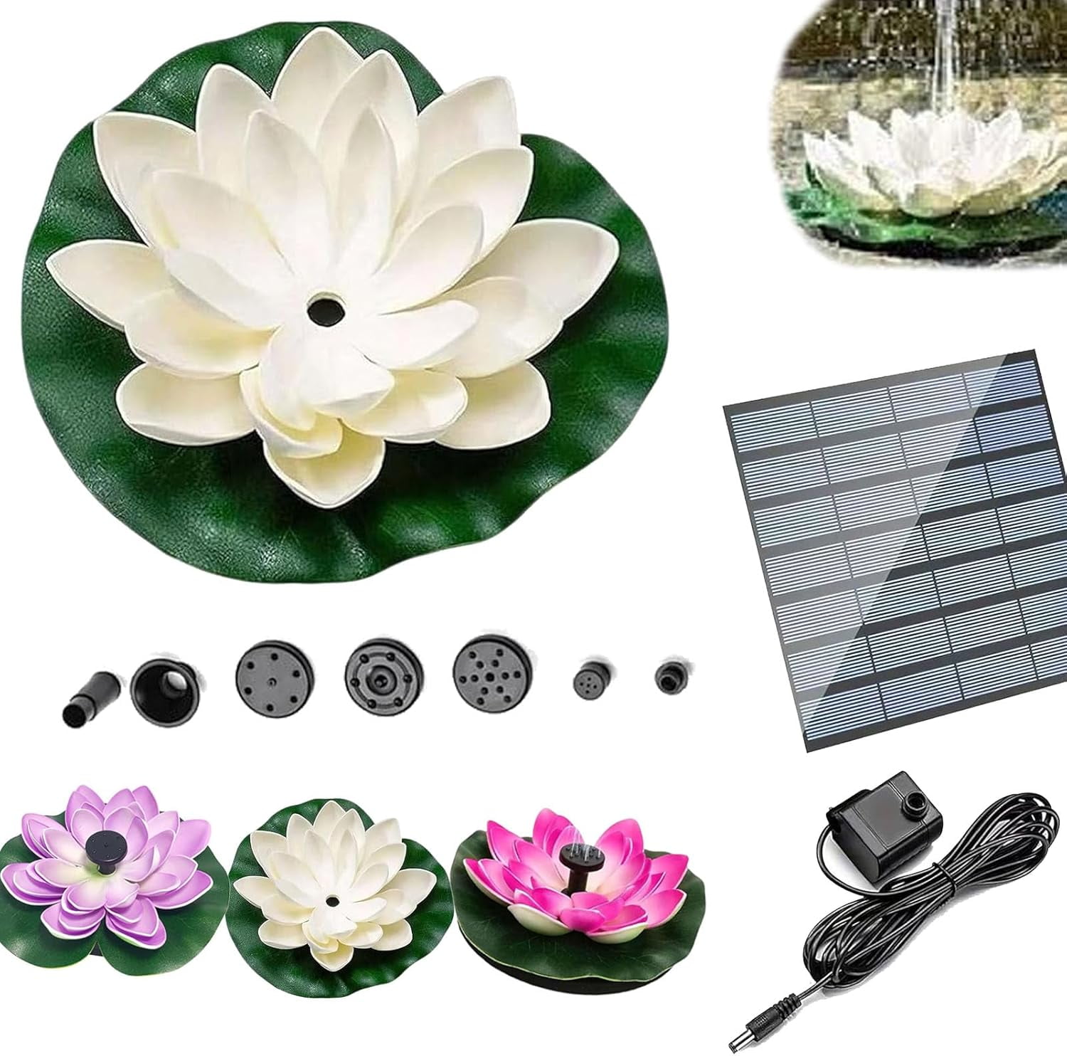 Lotus Flower Shaped Solar Fountain Pump, Solar Water Fountain Outdoor ...