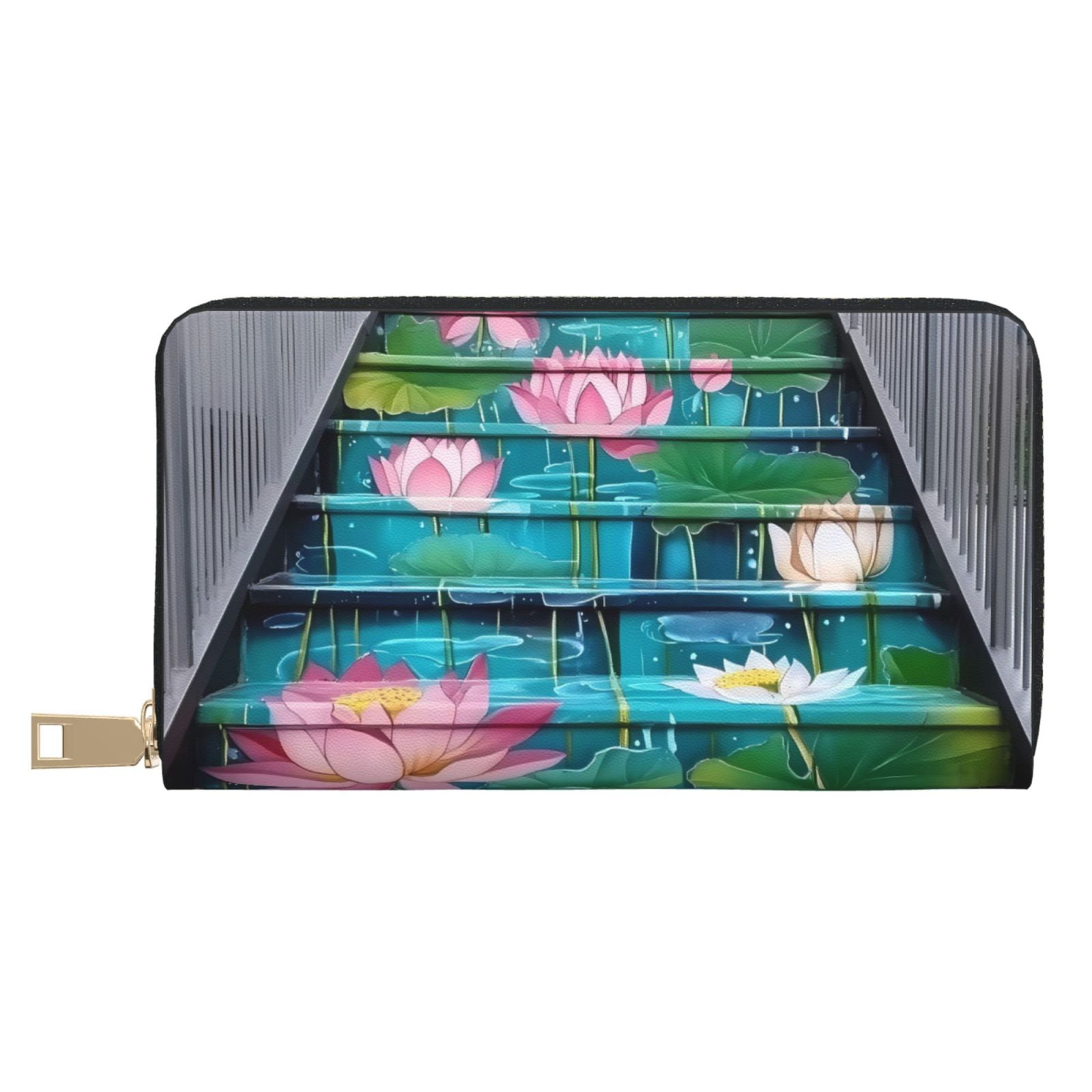 Lotus Flower Stairway Wallet Women, Leather Bifold Multi Card Wallet ...