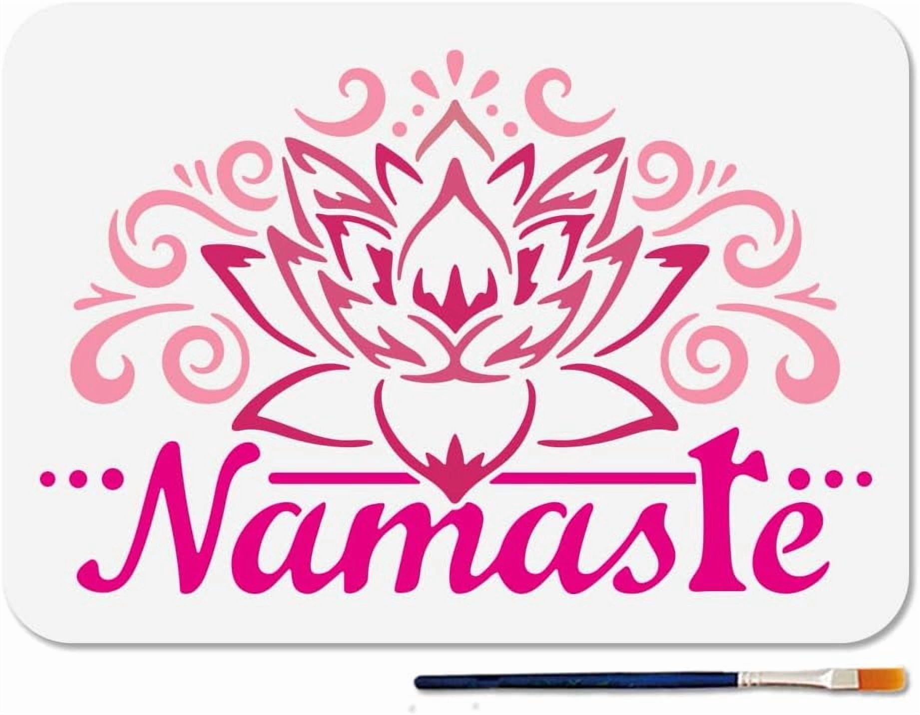 Lotus Flower Stencil Namaste Text Painting Stencil 11.7×8.3inch with ...