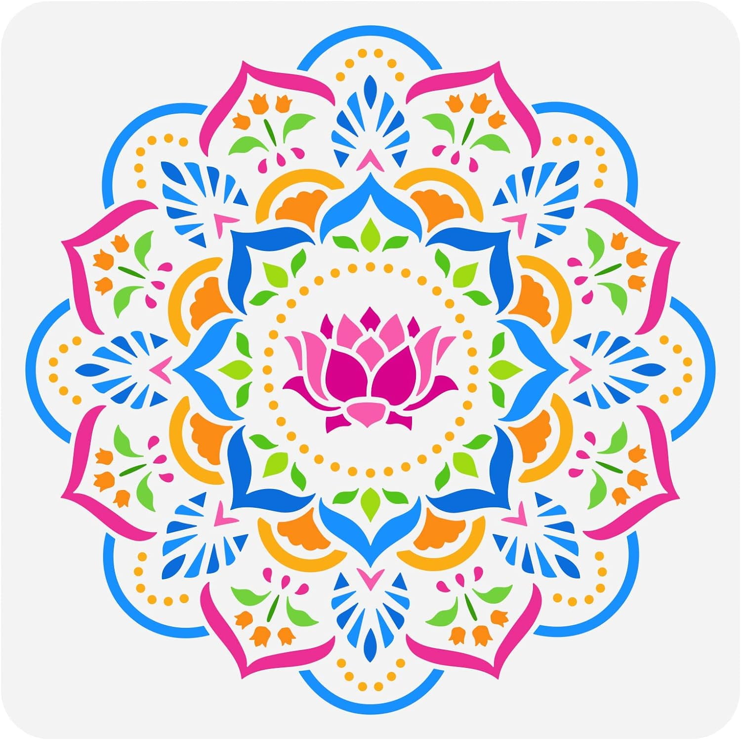 Lotus Flower Stencil Template 11.8x11.8 inch Mandala Flowers Drawing ...