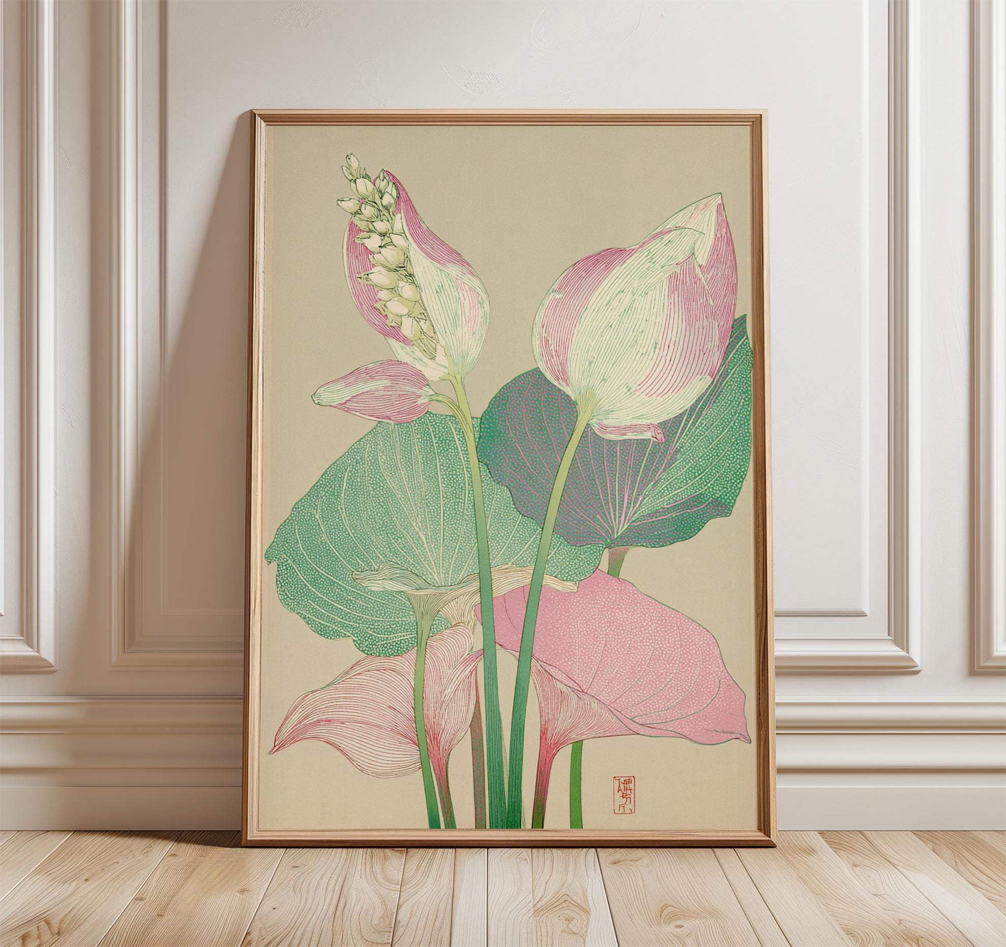 Lotus Flower Wall Art Japanese Botanical Poster Minimalist Floral Print ...