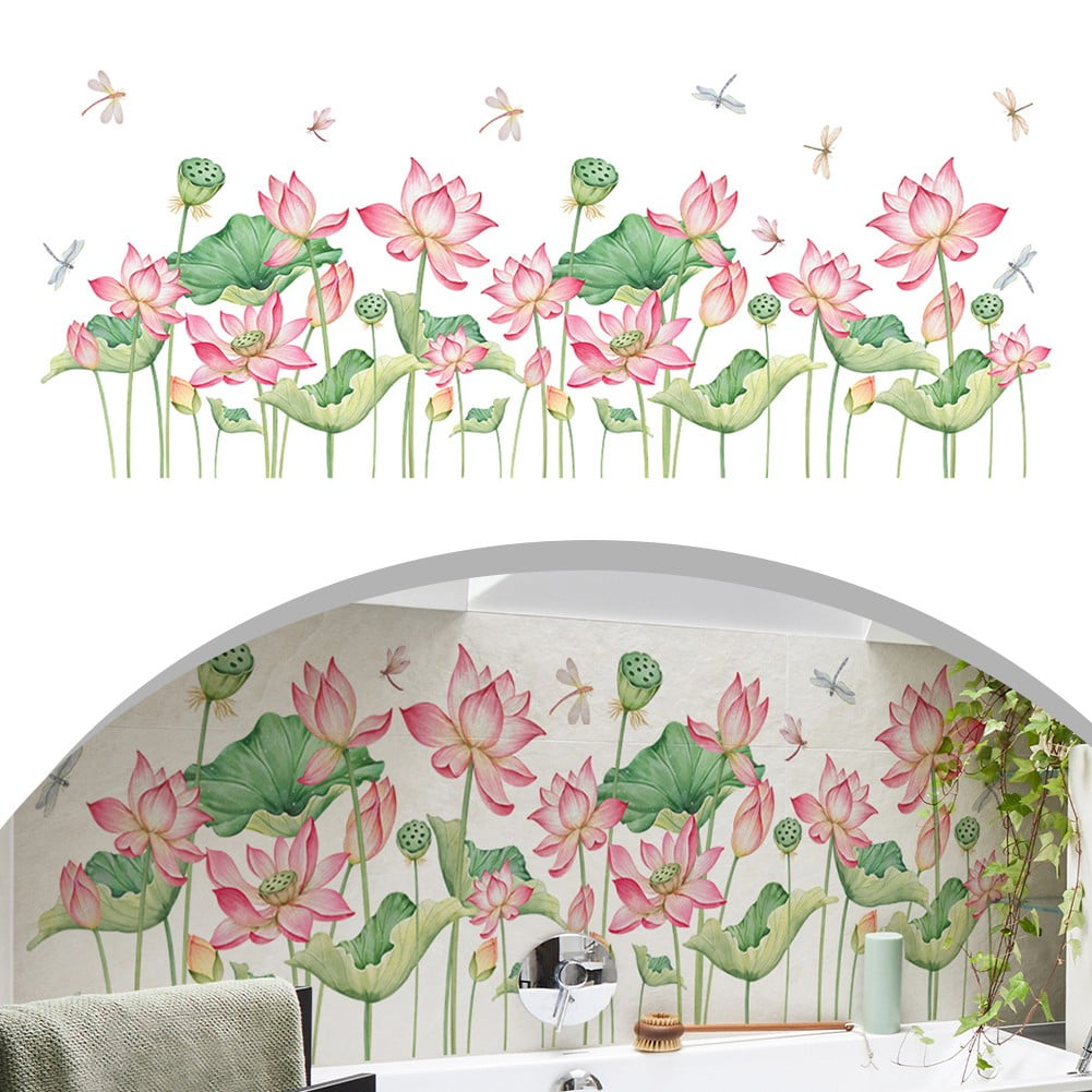 Lotus Flower Wall Sticker Colorful Garden Flower Wall Decals Floral ...