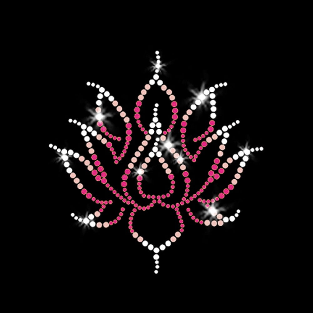 Lotus Flower Yoga Lily Sparkly Bling Iron-on Pink Rhinestone Transfer ...