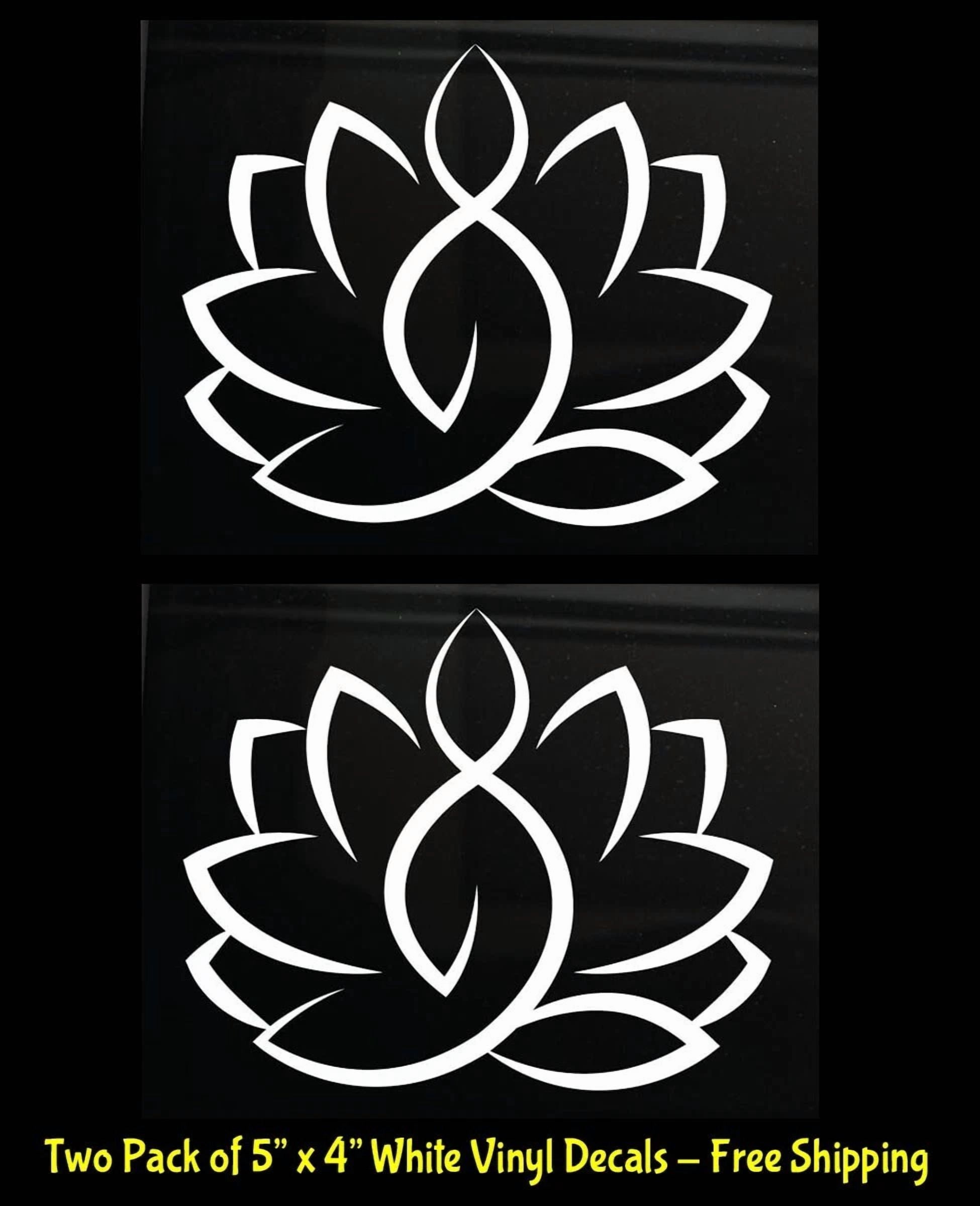Lotus Flower Yoga Meditation Two 5" White Vinyl Decals Car Truck Van ...