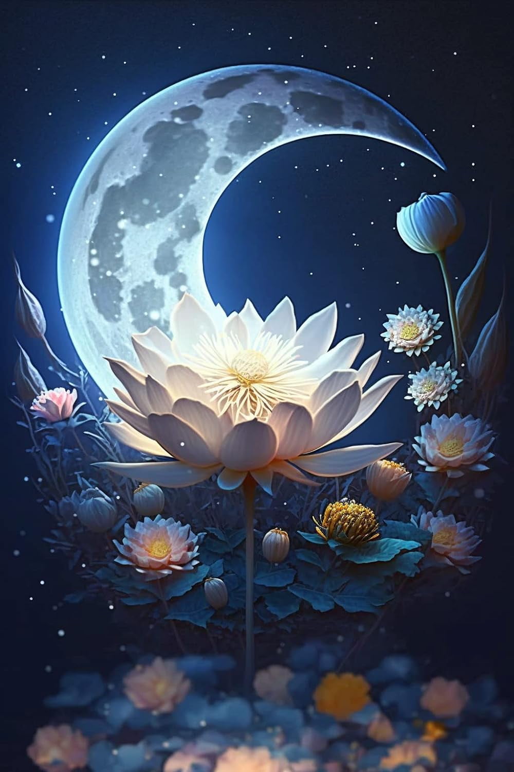 Lotus Flower and Bent Moon Wooden Puzzle 1000 Piece Puzzles for Adults ...