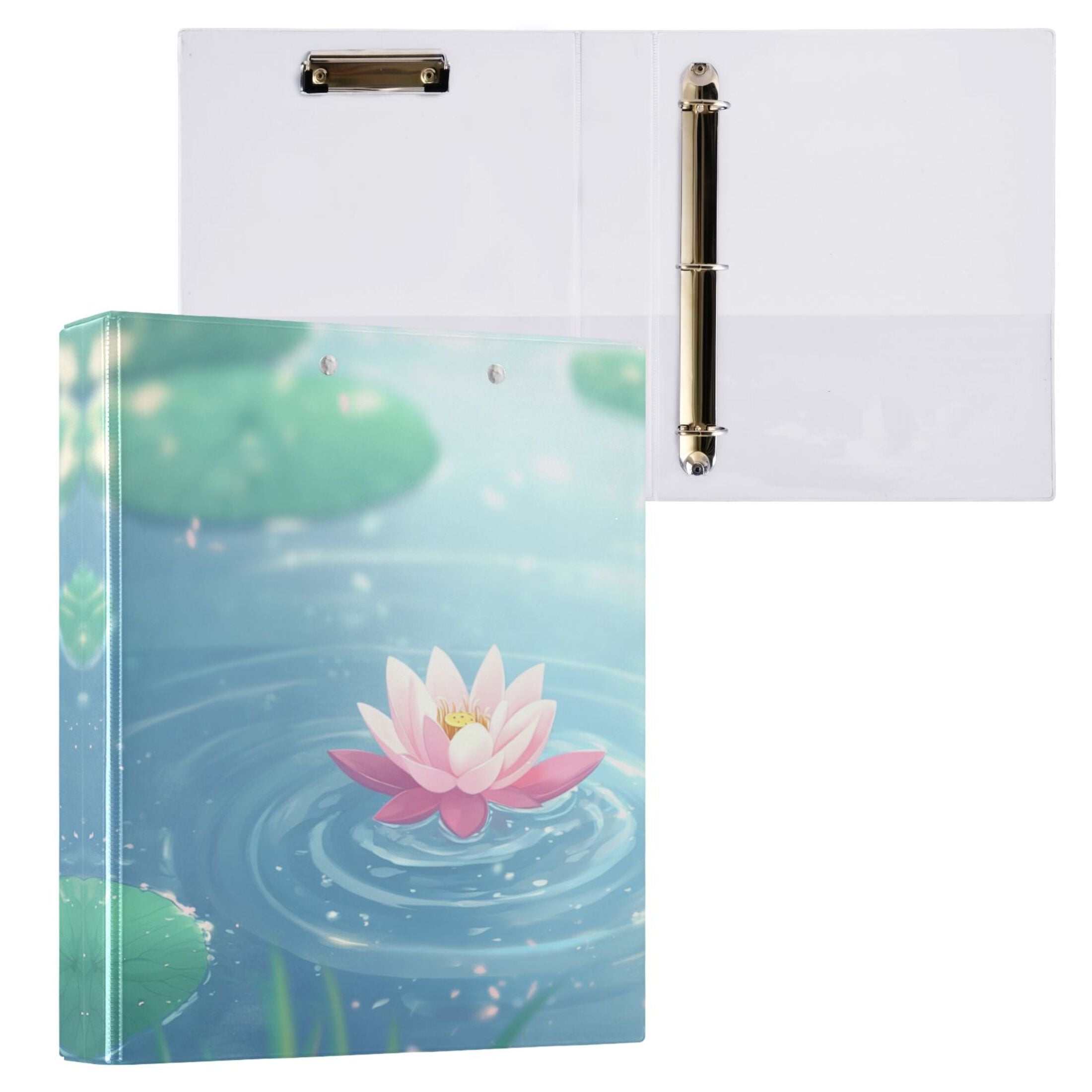 Lotus Flower and Leaves 3 Ring Hardcover Binders 1.5in Round Rings for ...