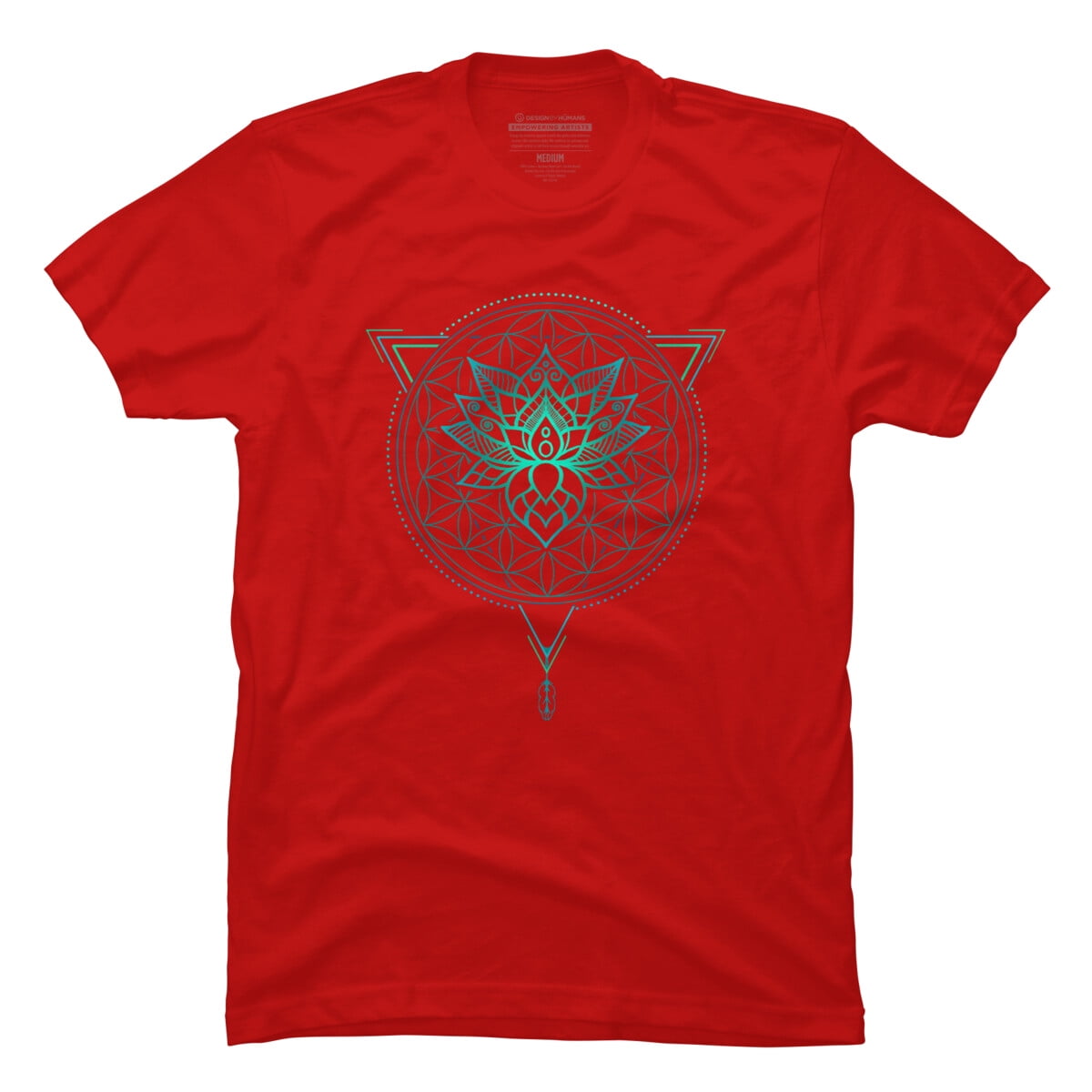 Lotus Flower of Life Mandala in Geometric Triangle Mens Red Graphic Tee ...