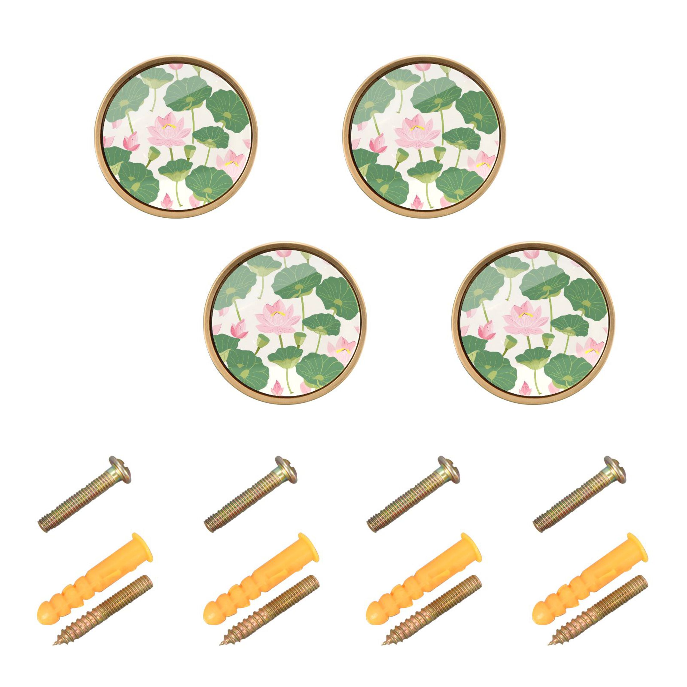 Lotus Flower with Leaf Cabinet Knobs Sets Kitchen Pulls Dresser Drawer ...