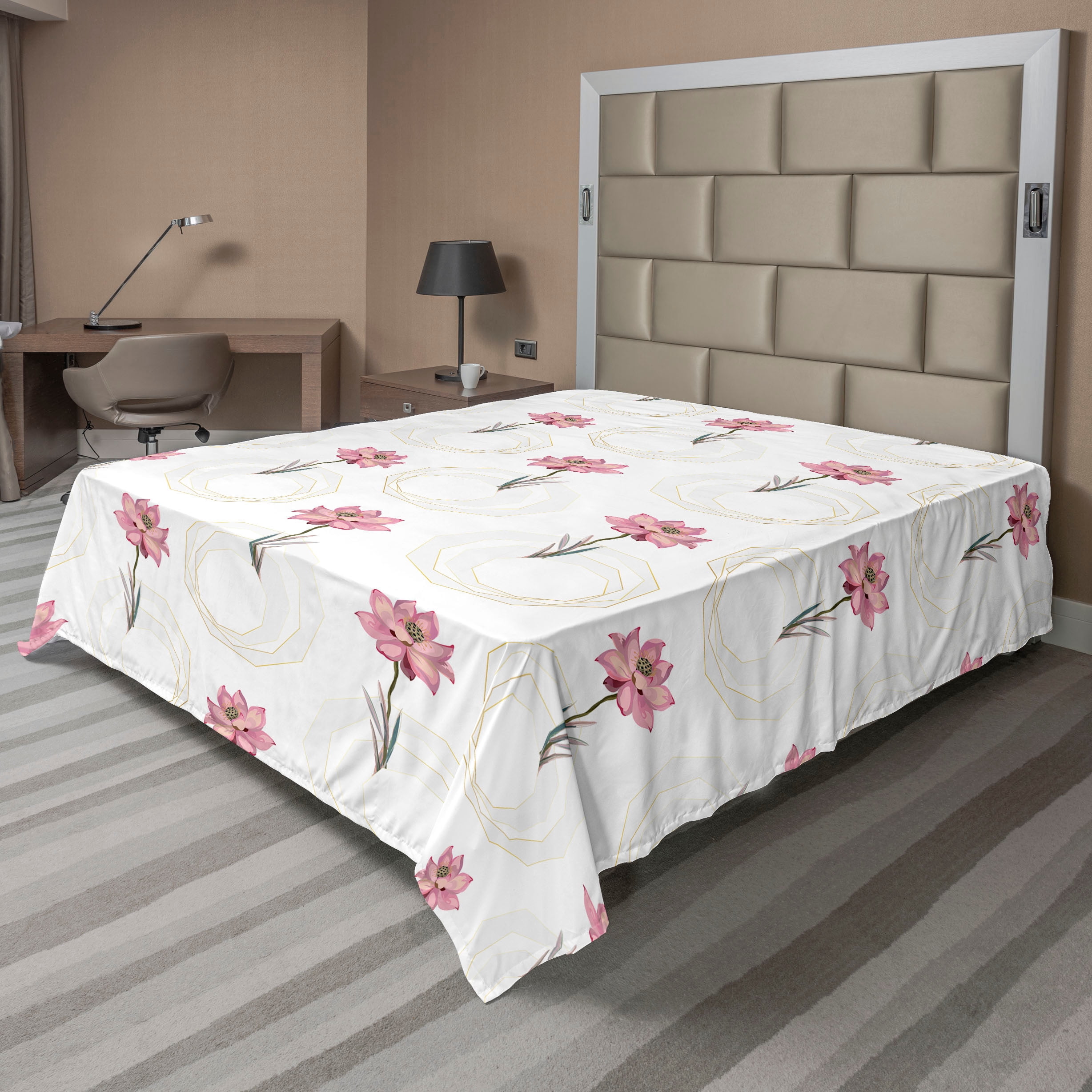 Ambesonne Lotus Flowers Flat Bedding Sheet Soft Top Sheet, Art of ...