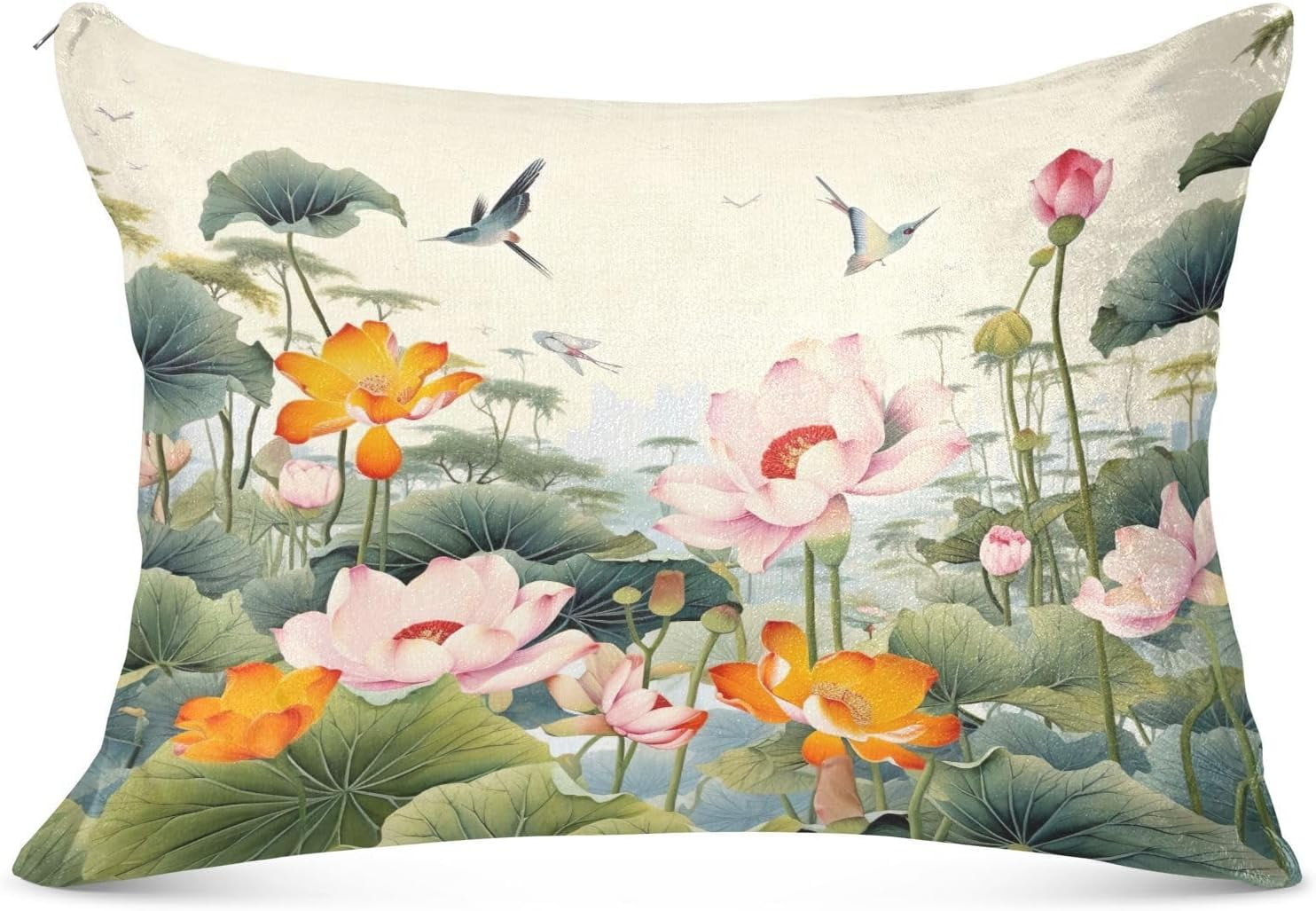 Lotus Flowers Plush Pillowcase, Luxury Soft King Pillow Case for Hair ...