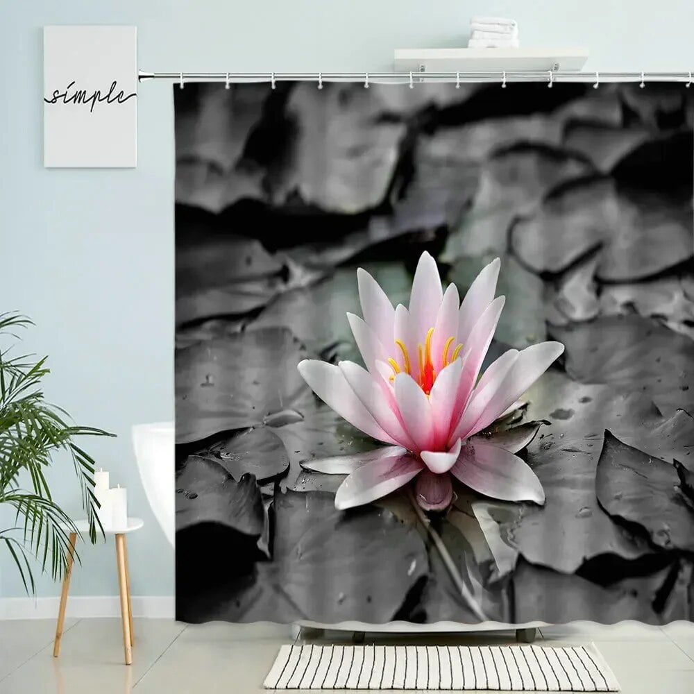 Lotus Flowers Scenery Shower Curtain Zen Nature Landscape Bathroom ...