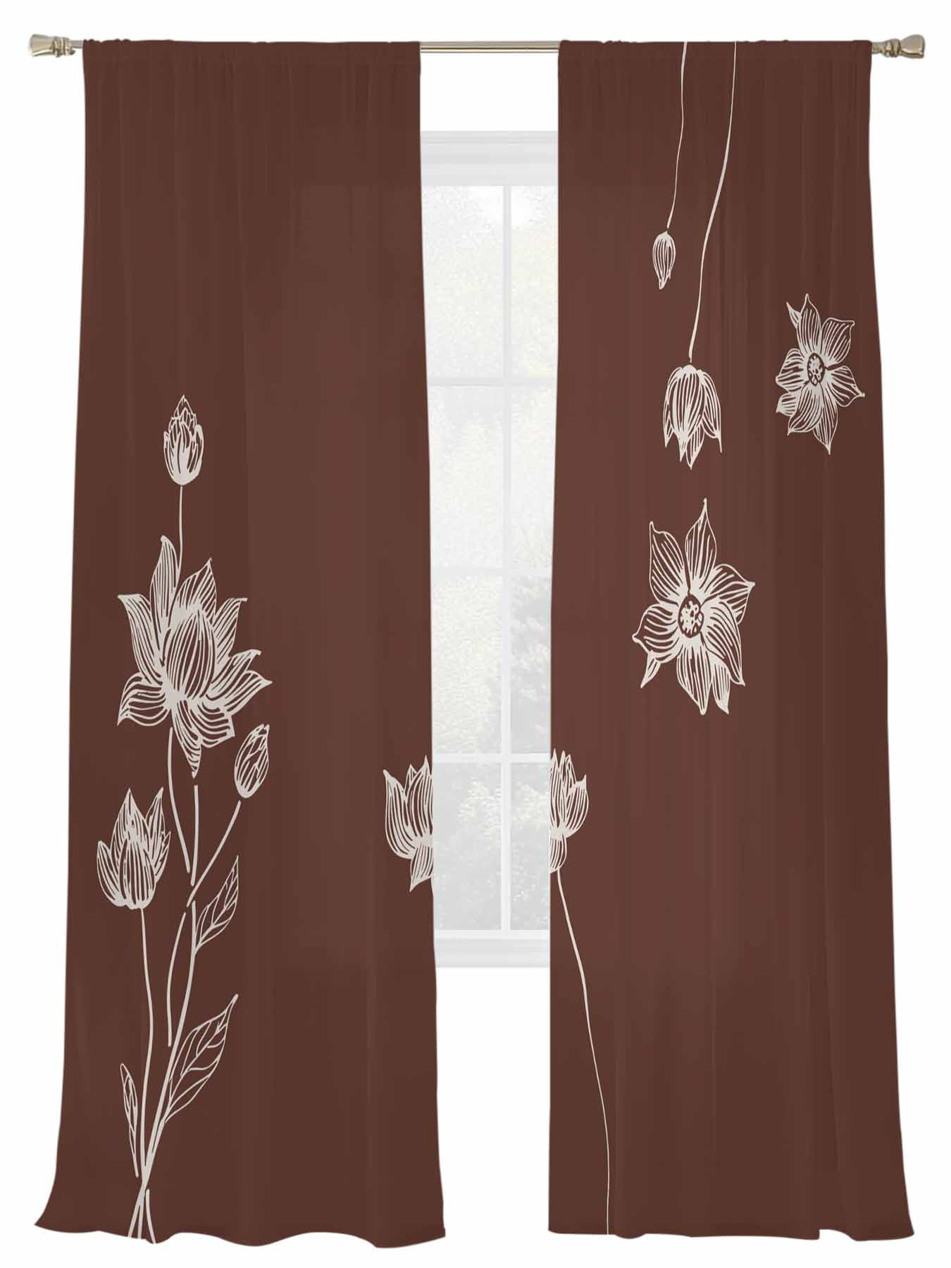Lotus Flowers Sheer Curtains 2 Panels Set Abstract Flower Harmony ...