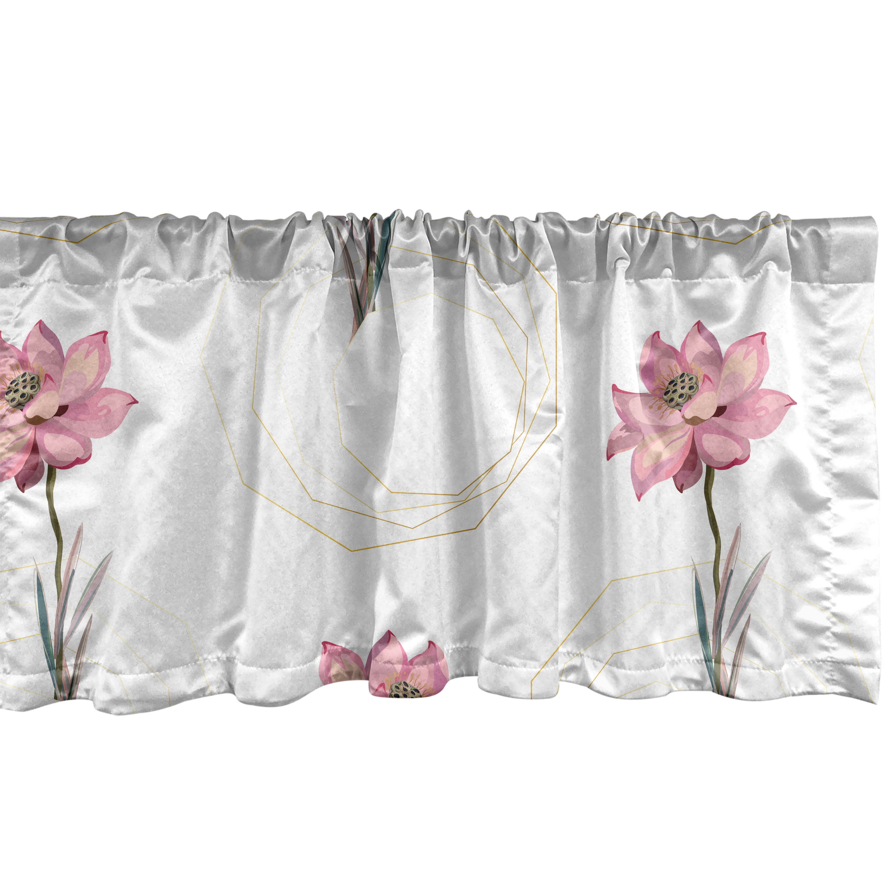 Lotus Flowers Window Valance, Modern Design Simple Boho Floral with ...