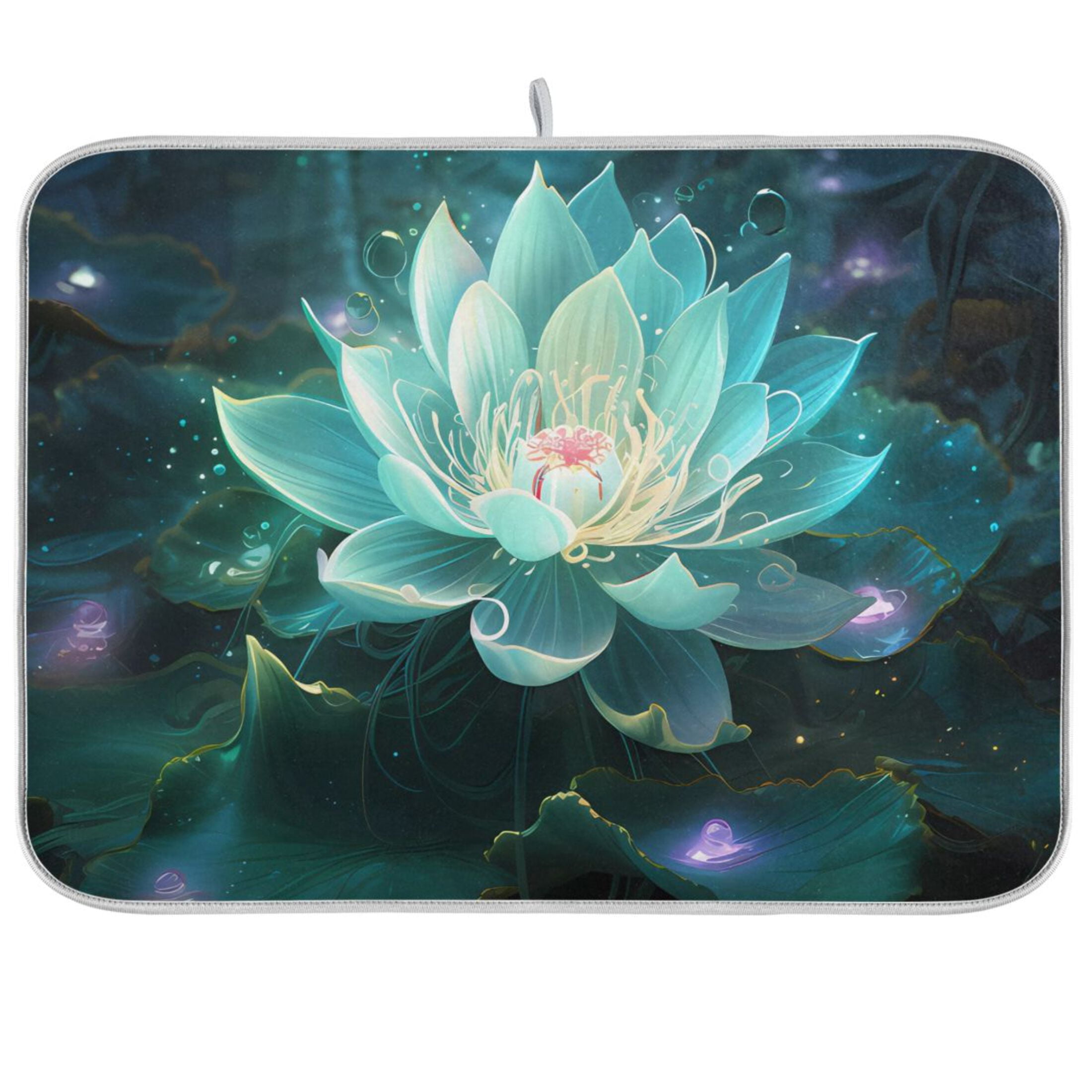 Lotus Flowers on Water Dish Drying Mat Microfiber Kitchen Mats Large ...