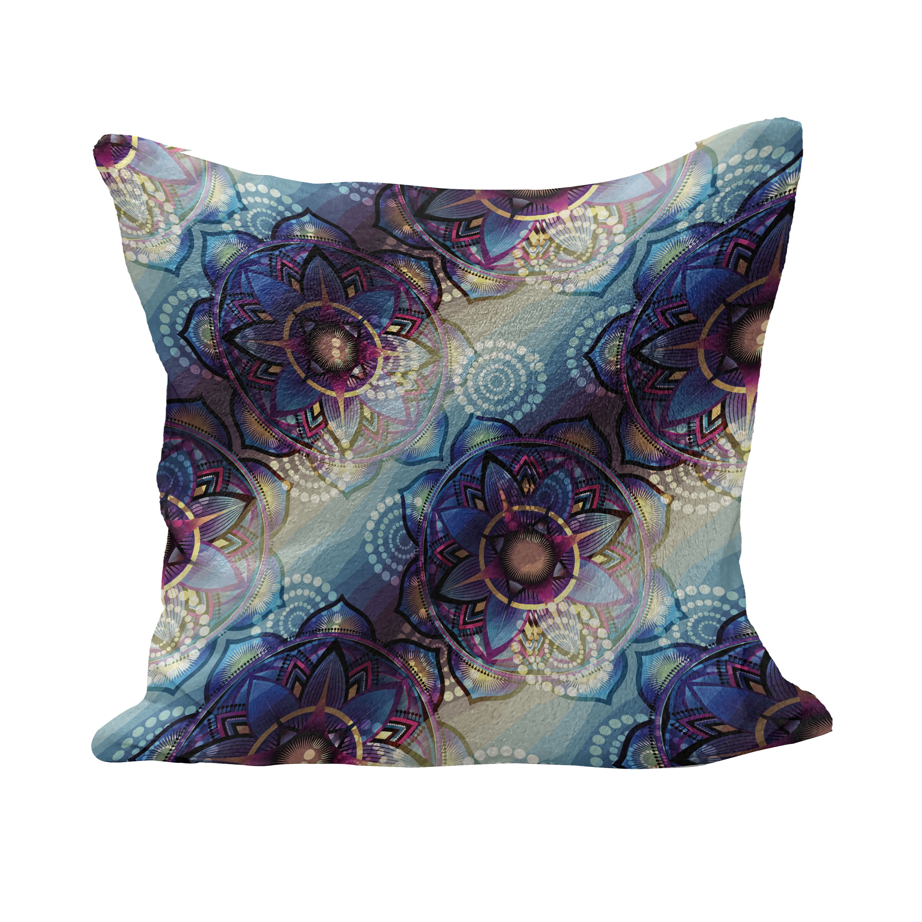 Lotus Fluffy Throw Pillow Cushion Cover, Gradient Diagonal Mystic ...