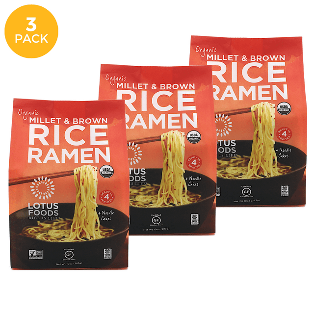 Lotus Foods Organic Gluten Free, Millet & Brown Rice Ramen, 4 Cakes ...