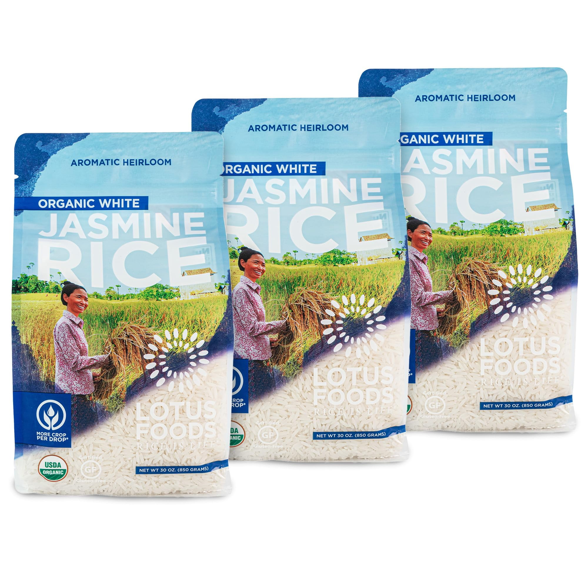 Lotus Foods Organic SCH4 White Jasmine Rice - Jasmine Rice, Gluten Free ...