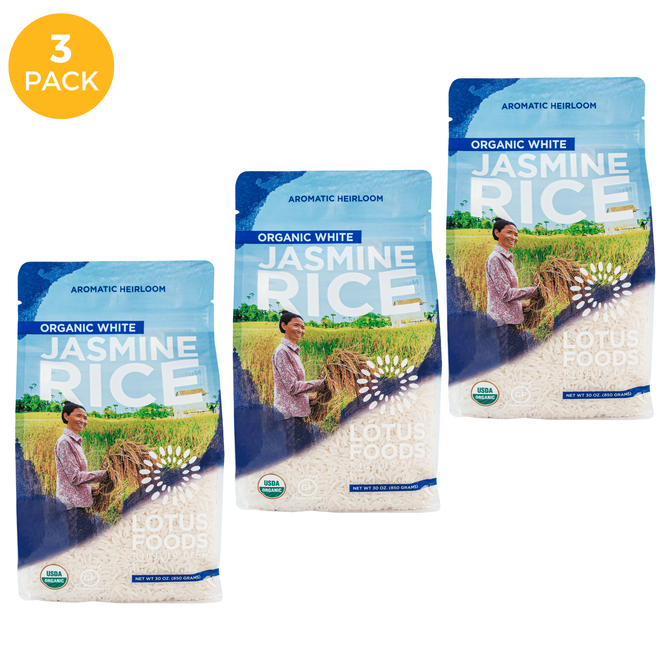 Lotus Foods Organic White Jasmine Rice 30 oz, 3 Pack - Walmart.com