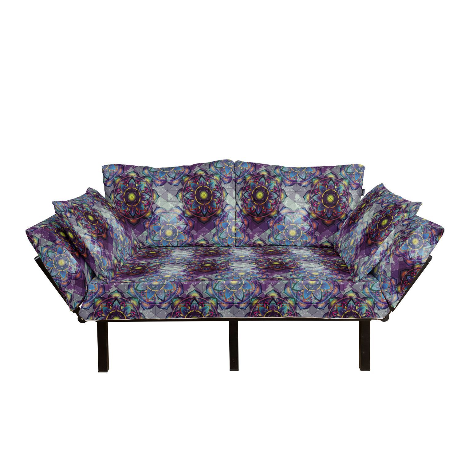 Lotus Futon Couch, Psychedelic Surreal Geometry Mandala Background ...